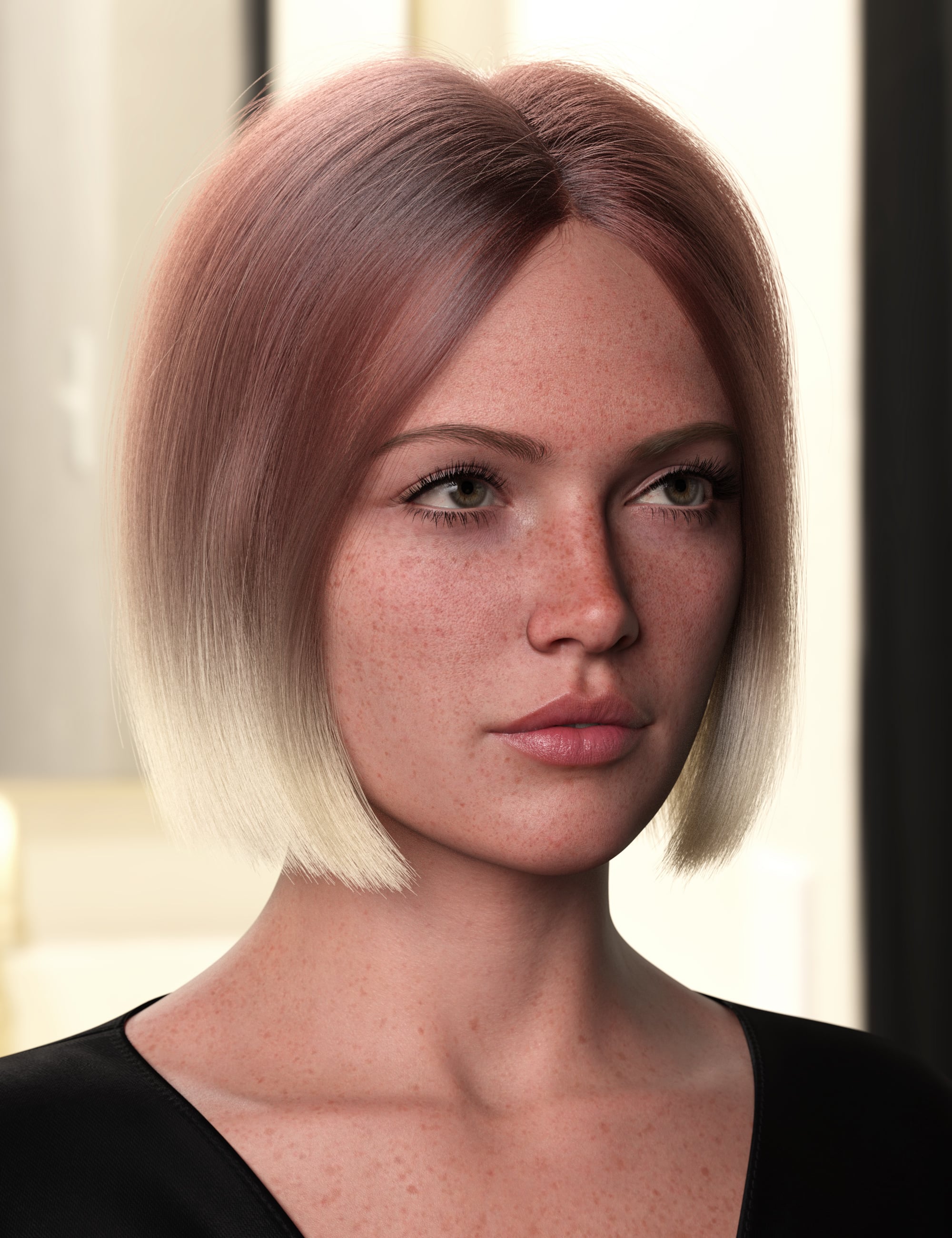 dForce Strand-Based Sleek Mid Part Bob Hair Color Expansion | Daz 3D