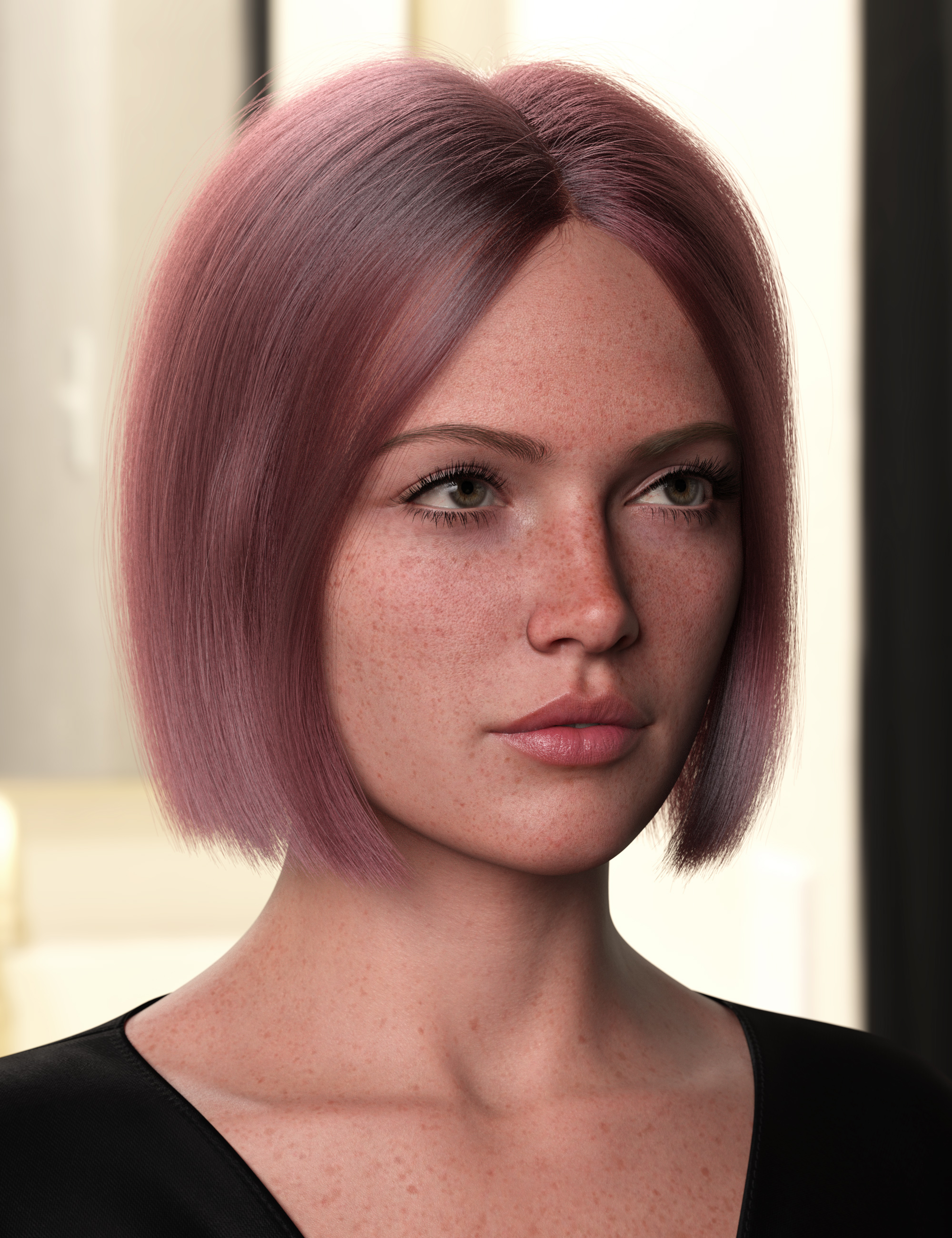 dForce Strand-Based Sleek Mid Part Bob Hair Color Expansion | Daz 3D