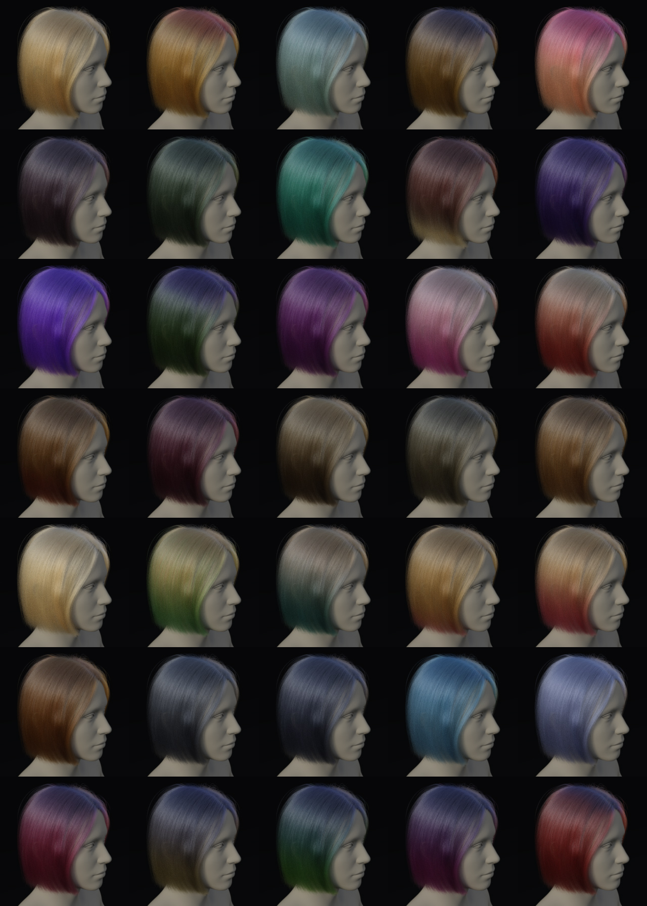 dForce Strand-Based Sleek Mid Part Bob Hair Color Expansion | Daz 3D