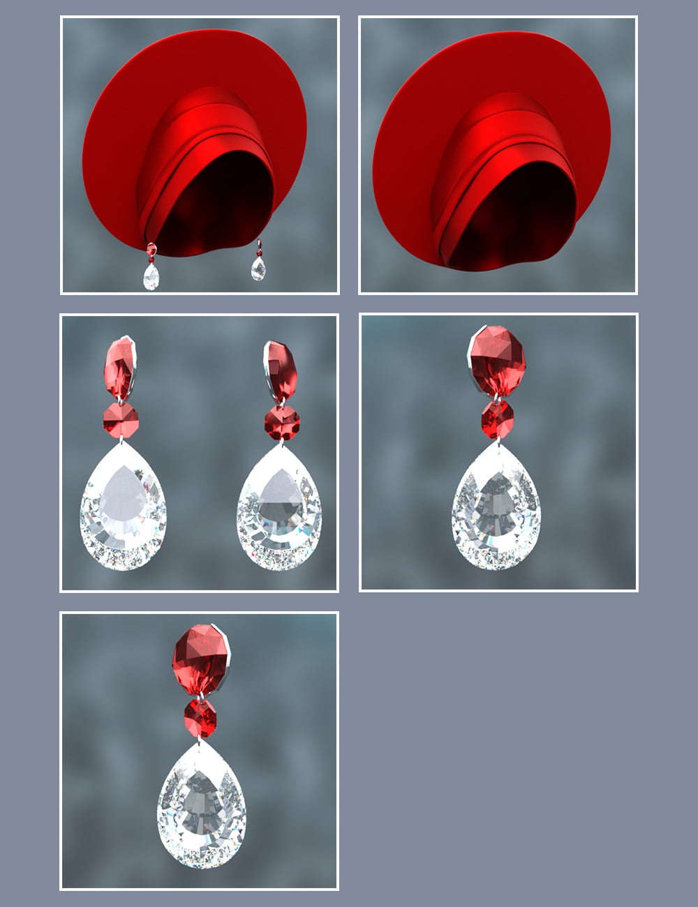 Glamour Hat Set Collection for Genesis 9 Female 04 | Daz 3D