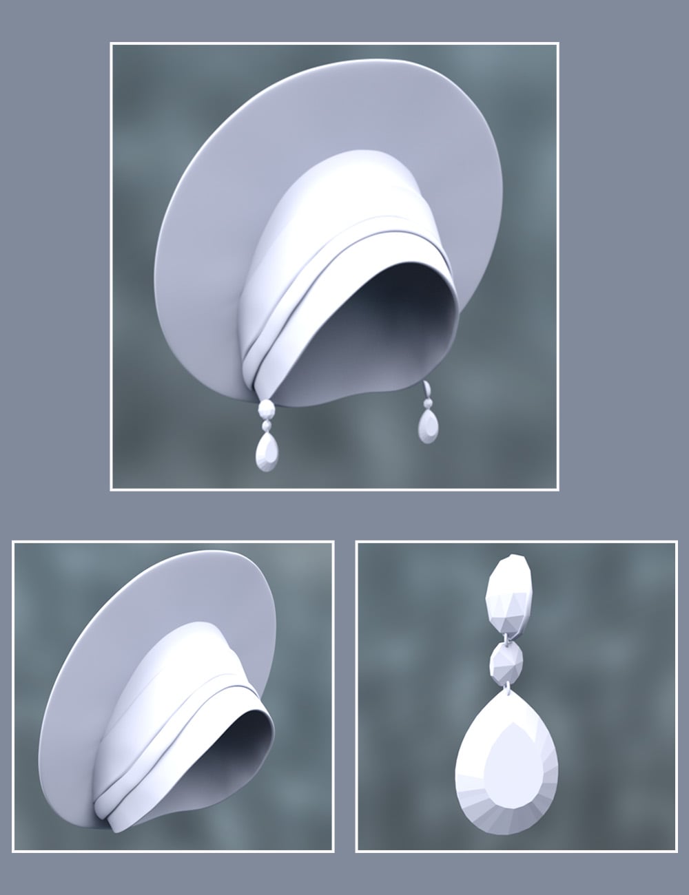 Glamour Hat Set Collection for Genesis 9 Female 04 | Daz 3D