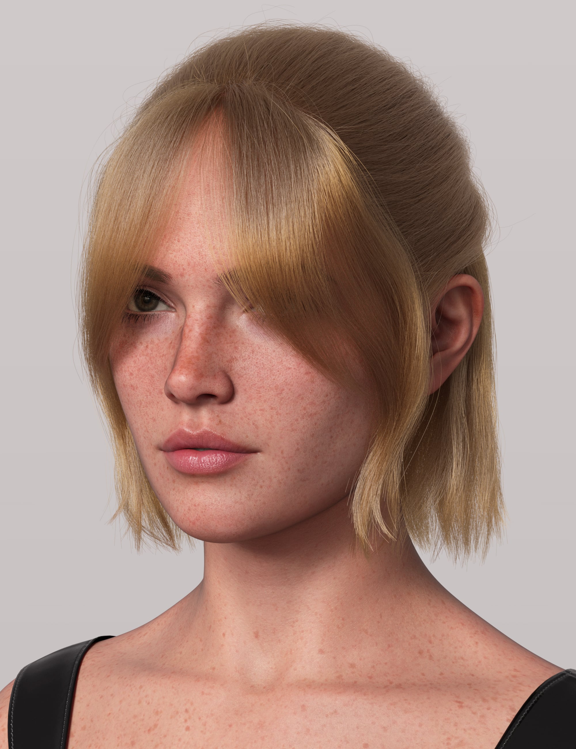 dForce Strand-Based Half Up Short Ponytail Hair for Genesis 9 | Daz 3D
