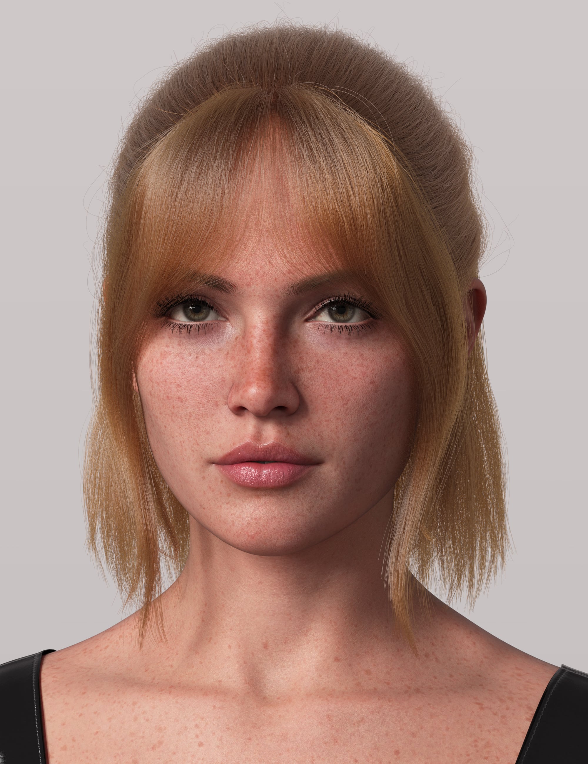 dForce Strand-Based Half Up Short Ponytail Hair for Genesis 9 | Daz 3D