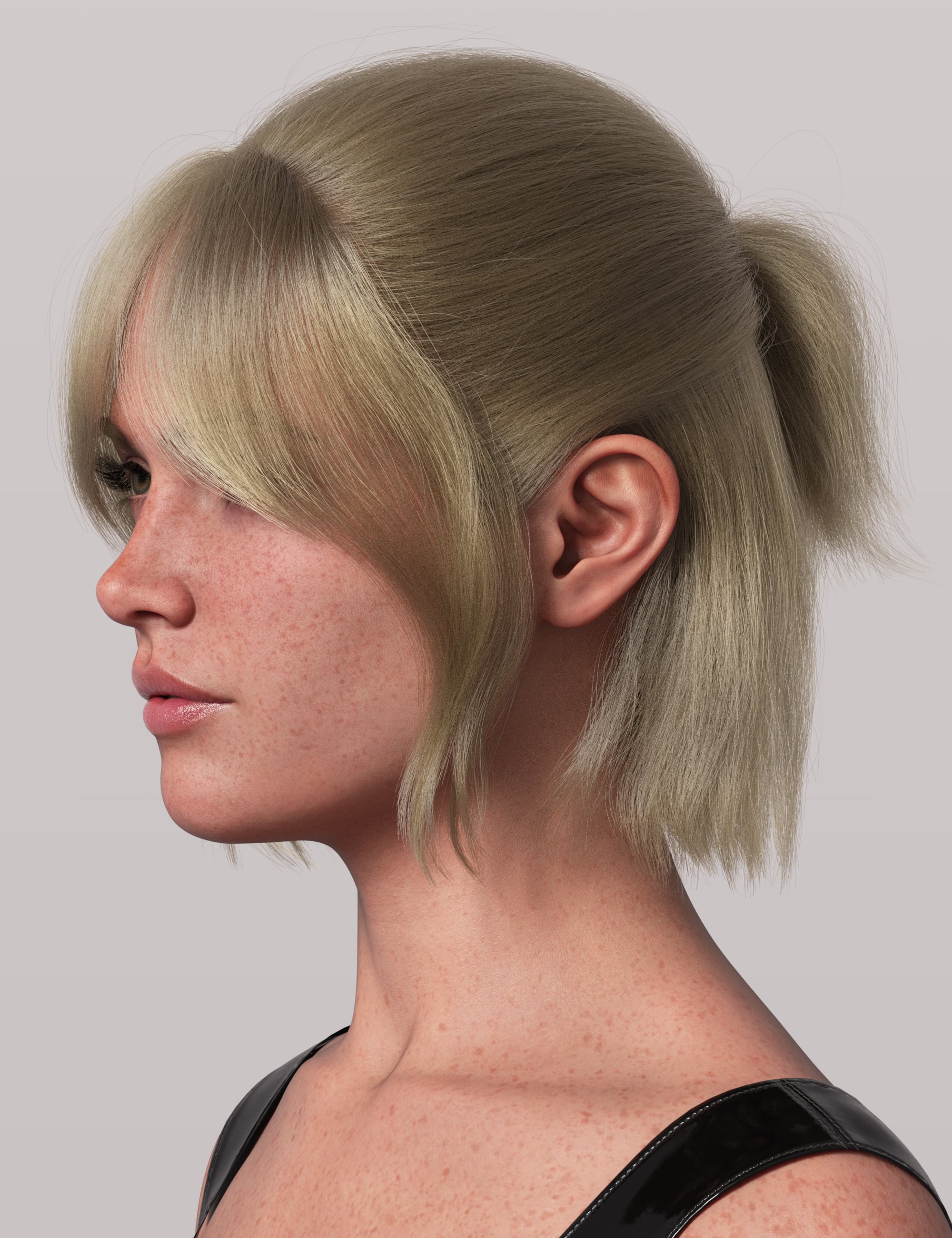 dForce Strand-Based Half Up Short Ponytail Hair for Genesis 9 | Daz 3D
