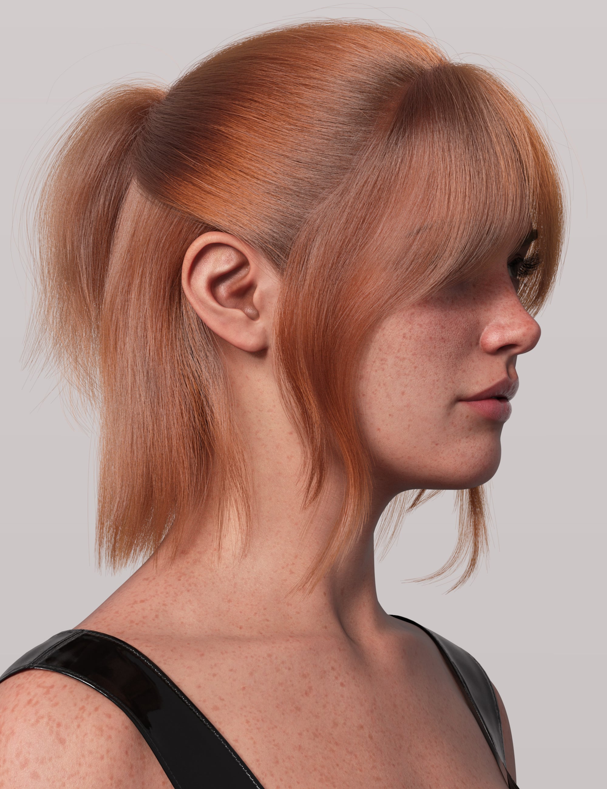 dForce Strand-Based Half Up Short Ponytail Hair for Genesis 9 | Daz 3D