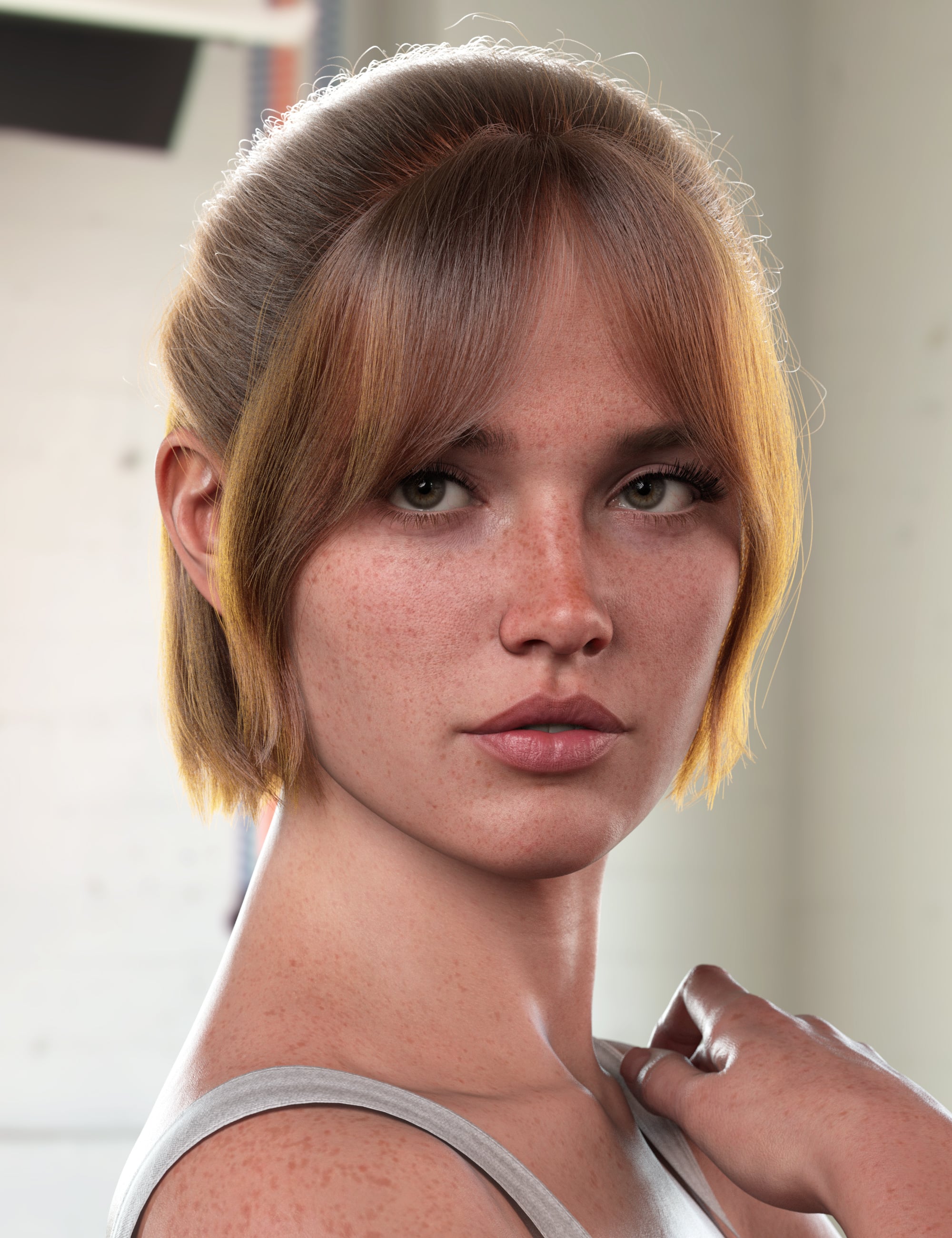dForce Strand-Based Half Up Short Ponytail Hair for Genesis 9 | Daz 3D
