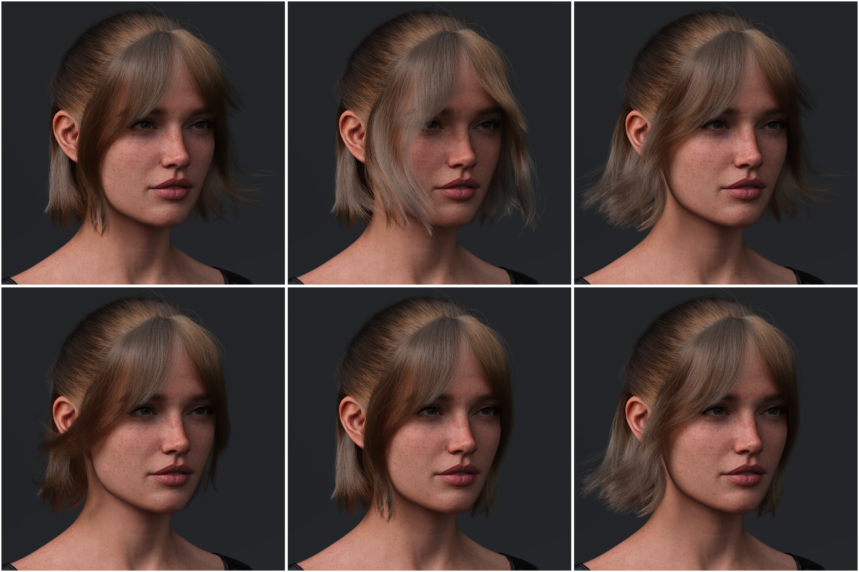 dForce Strand-Based Half Up Short Ponytail Hair for Genesis 9 | Daz 3D