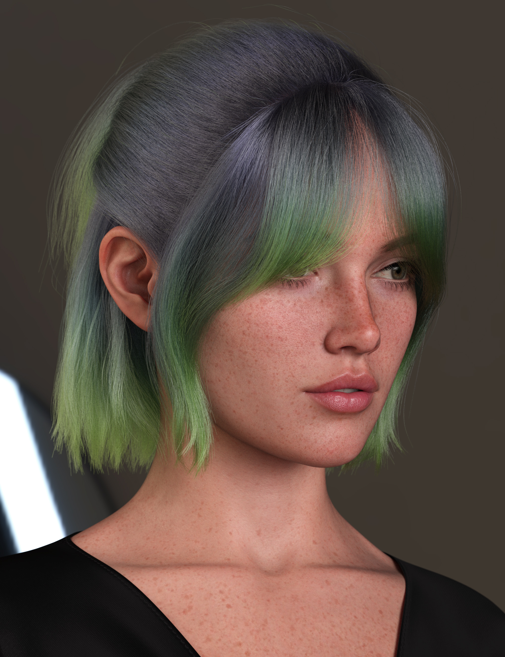 dForce Strand-Based Half Up Short Ponytail Hair Color Expansion | Daz 3D