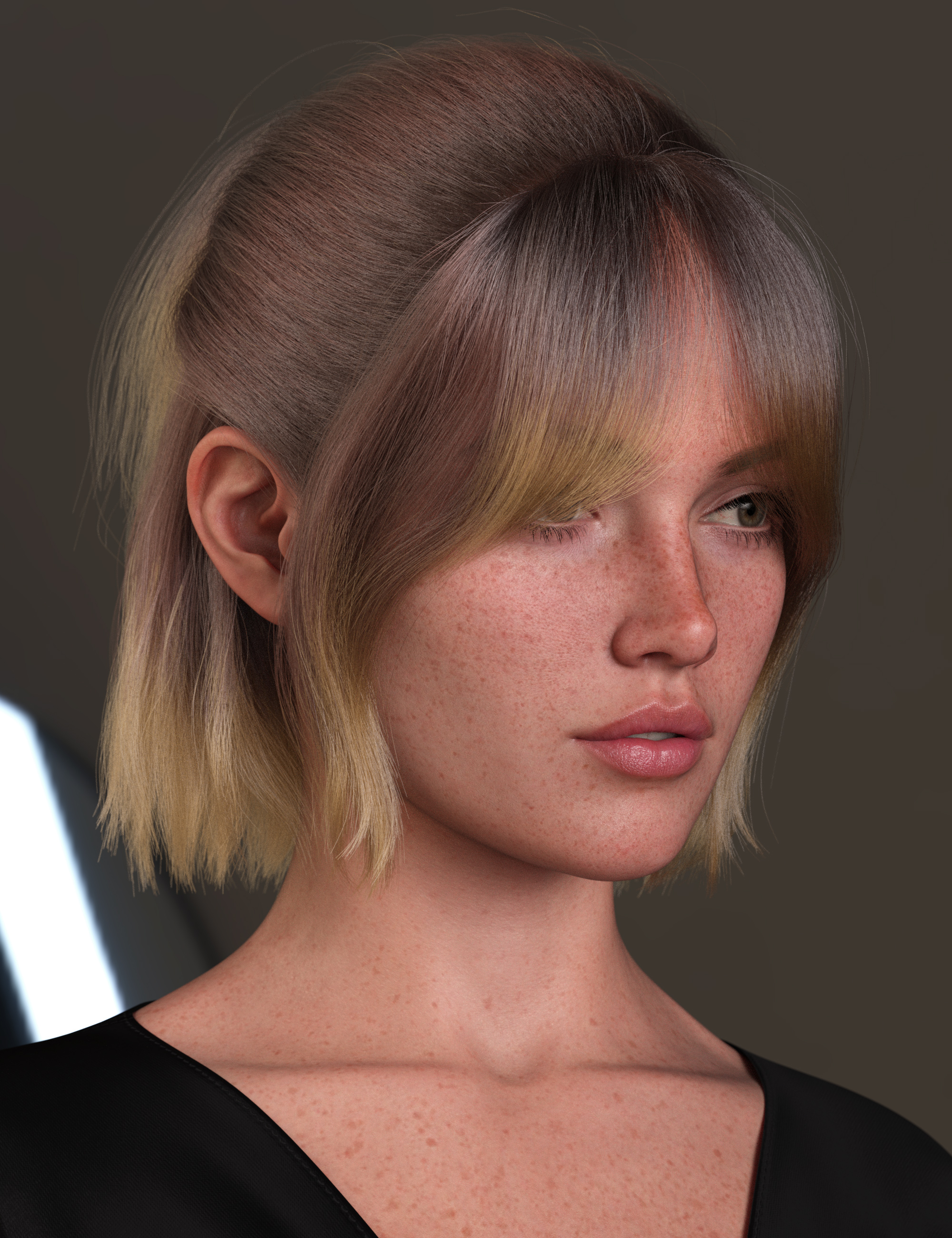 dForce Strand-Based Half Up Short Ponytail Hair Color Expansion | Daz 3D