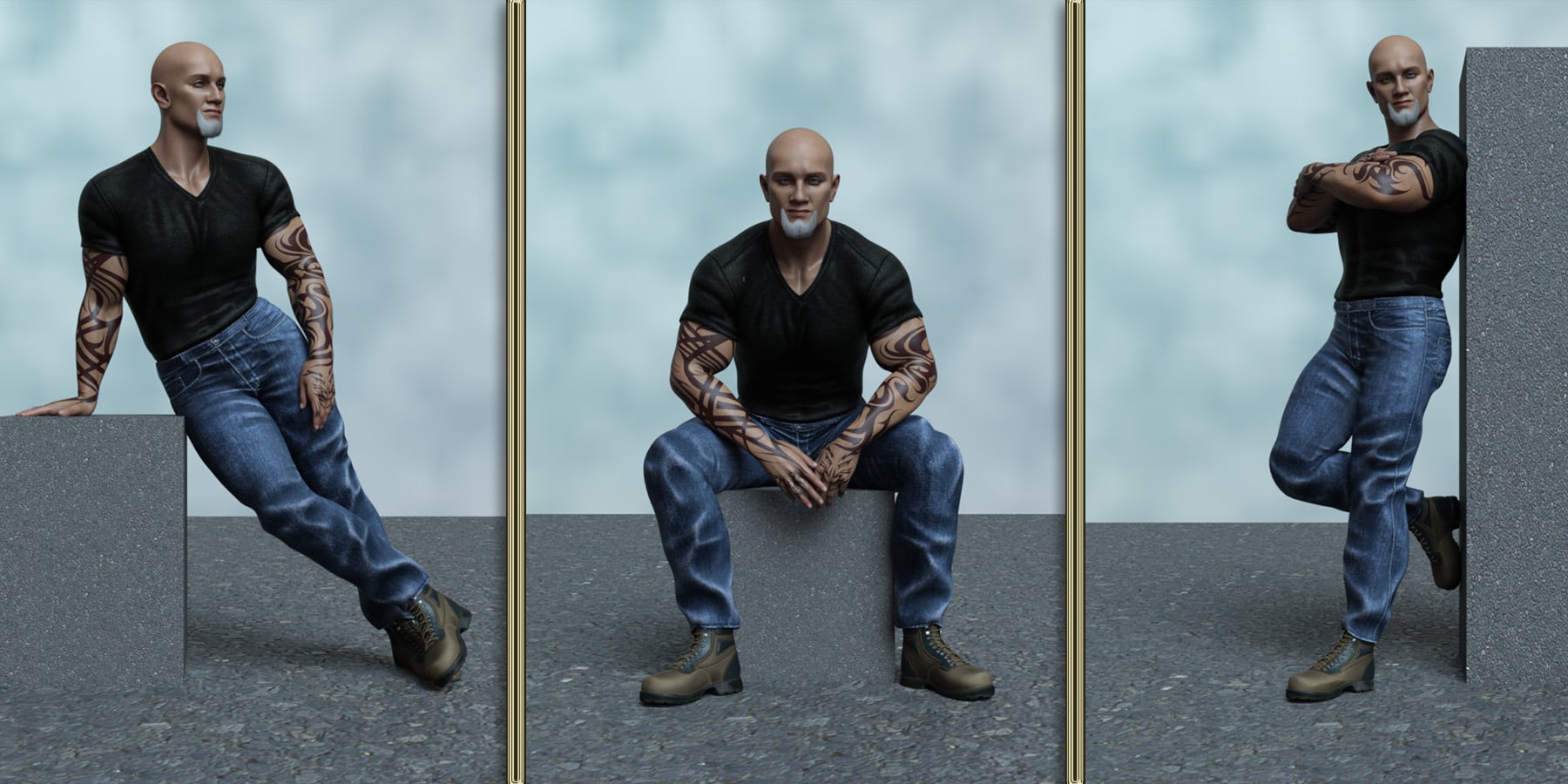 Biker Poses for Lothaire and Genesis 9 | Daz 3D
