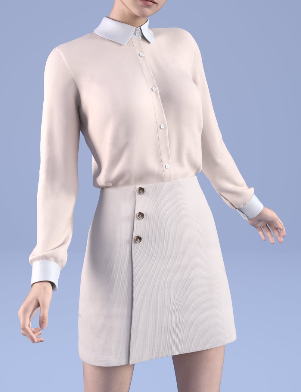dForce HnC24 Crisp Collar Blouse Outfits for Genesis 9 | Daz 3D