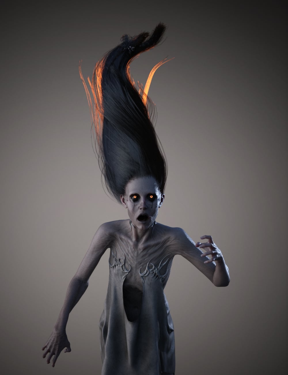 dForce Evil Flow Ghost Hair for Genesis 9 | Daz 3D