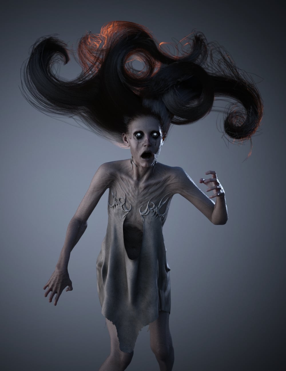 dForce Evil Flow Ghost Hair for Genesis 9 | Daz 3D