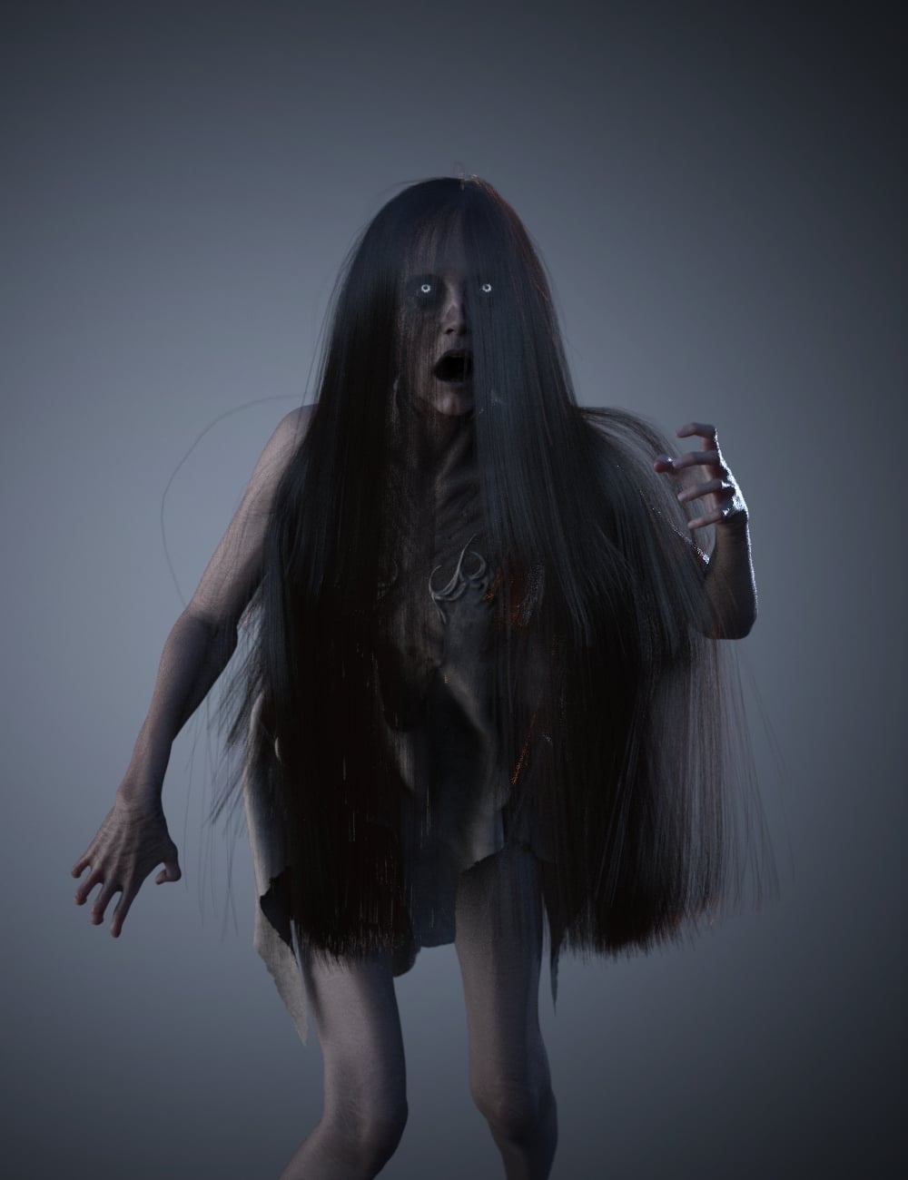 dForce Evil Flow Ghost Hair for Genesis 9 | Daz 3D