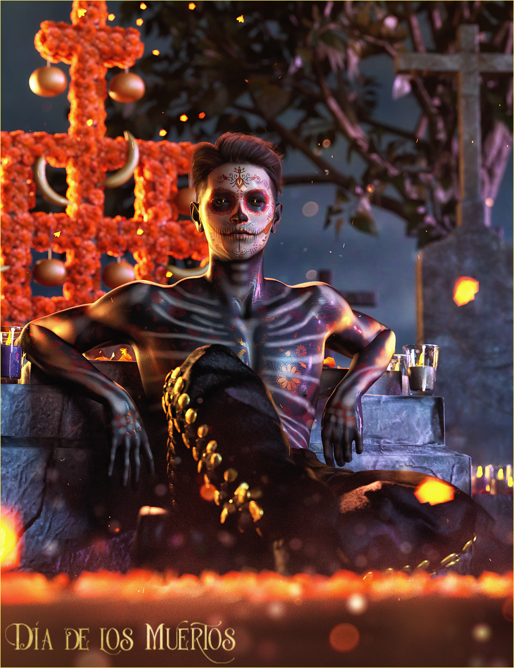 FPE Dia de los Muertos Makeup for Genesis 9 | Daz 3D