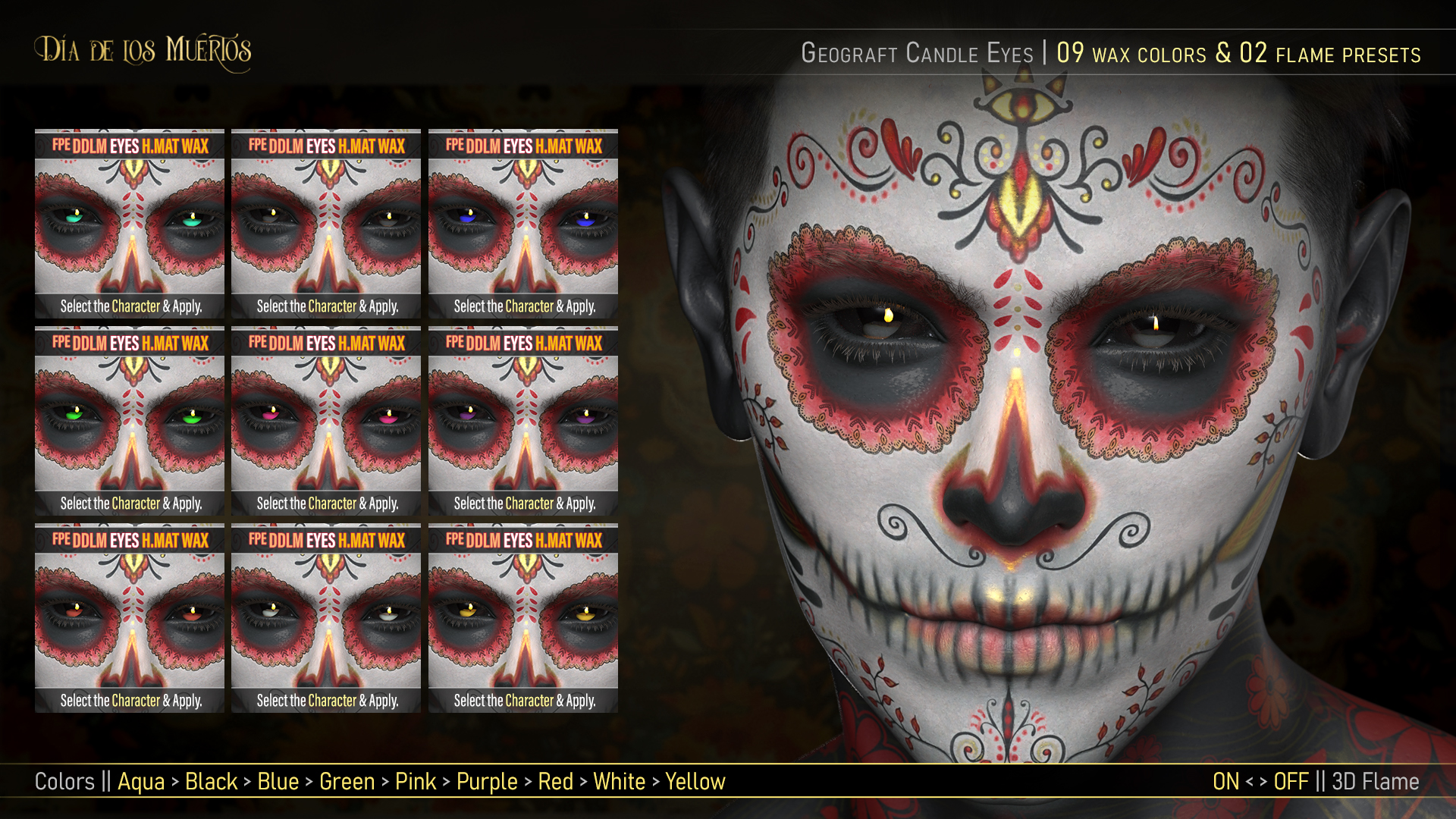 FPE Dia de los Muertos Makeup for Genesis 9 | Daz 3D