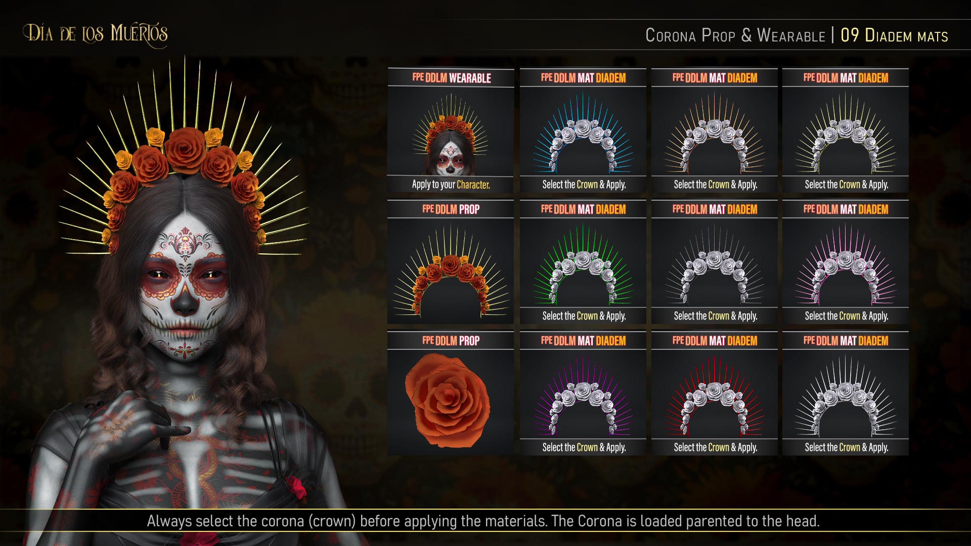 FPE Dia de los Muertos Makeup for Genesis 9 | Daz 3D