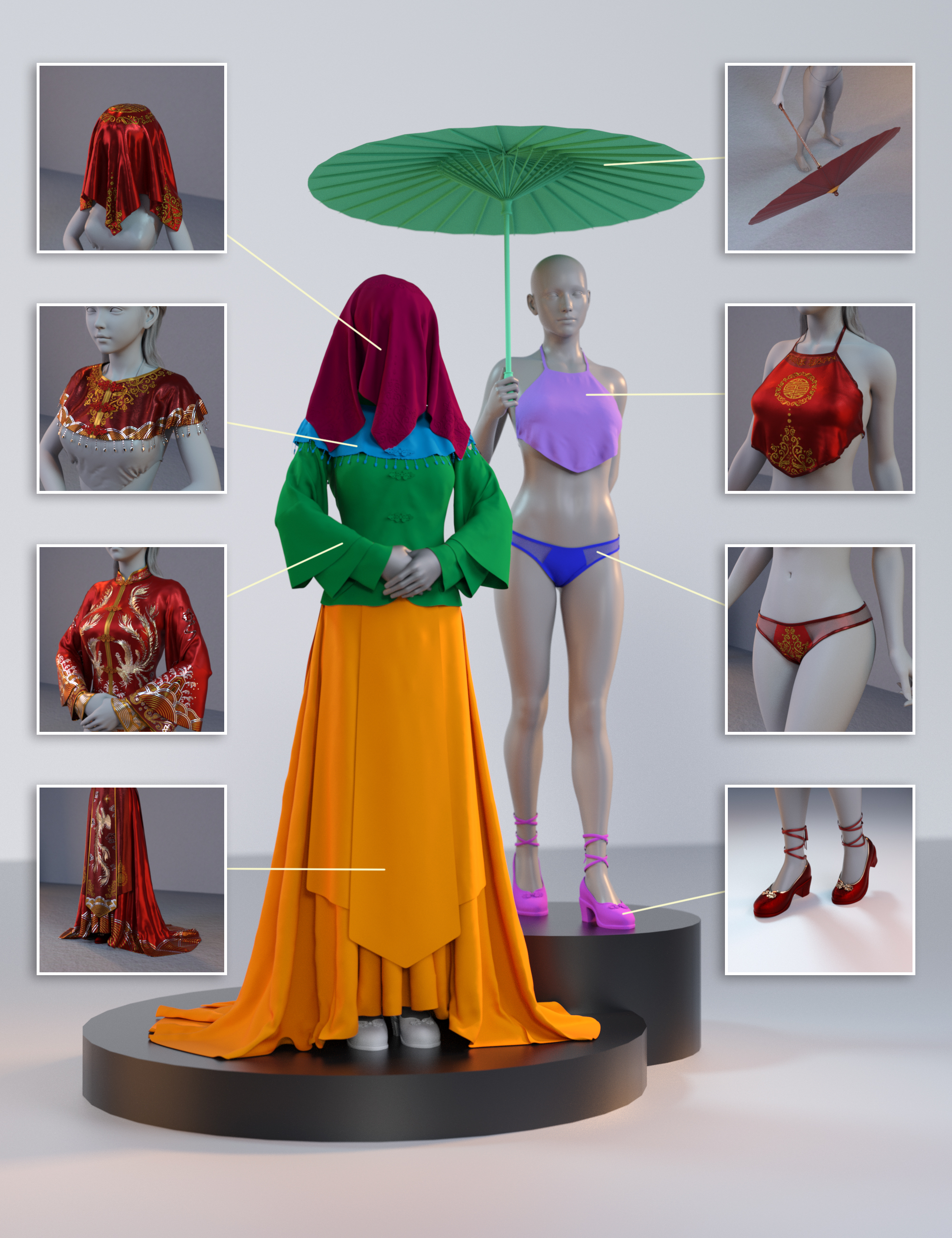 dForce MKTG Ghost Bride Outfit for Genesis 9, 8.1 and 8 Female | Daz 3D