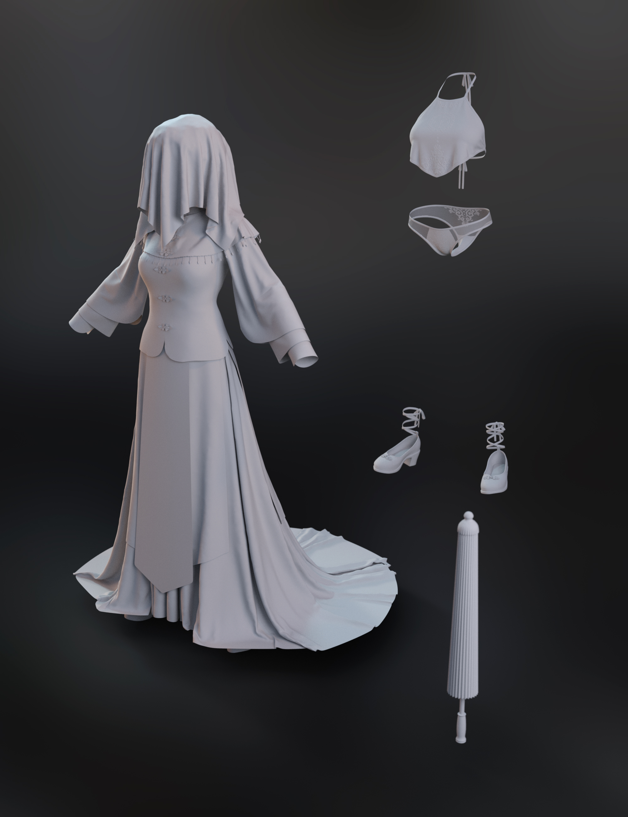 dForce MKTG Ghost Bride Outfit for Genesis 9, 8.1 and 8 Female | Daz 3D
