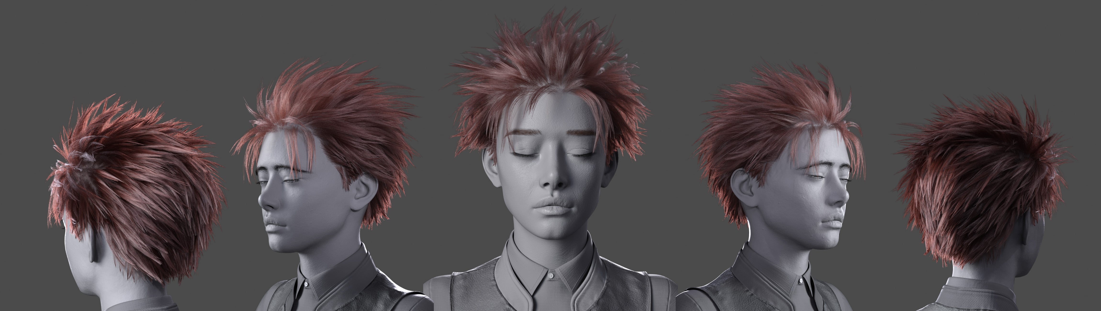 dForce AK Sharp Hair for Genesis 9, 8, and 8.1 | Daz 3D