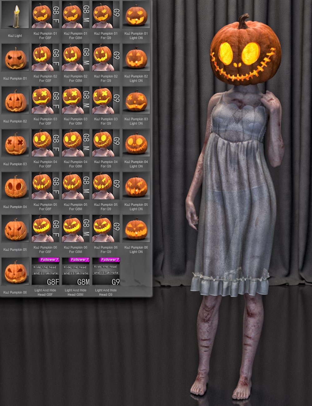 Halloween Pumpkin for Genesis 9, 8, and 8.1 | Daz 3D