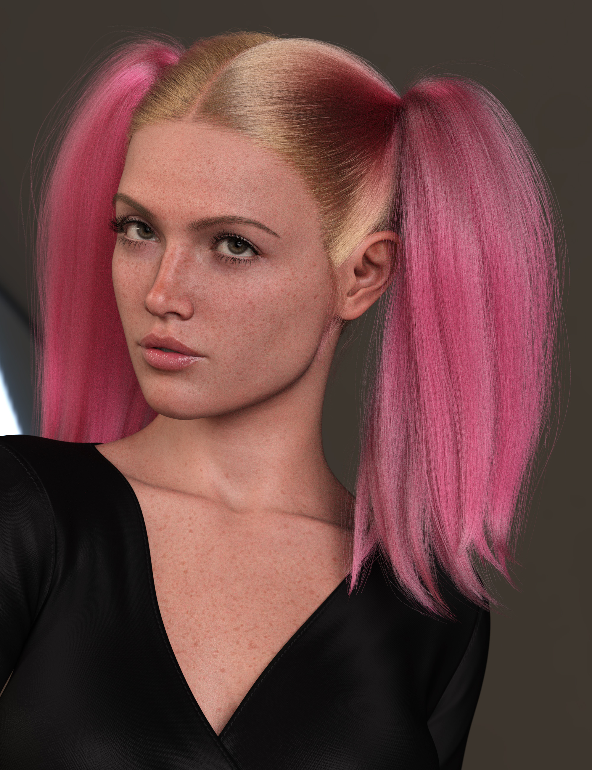 dForce Strand-Based Voluminous Pigtails Hair Color Expansion | Daz 3D