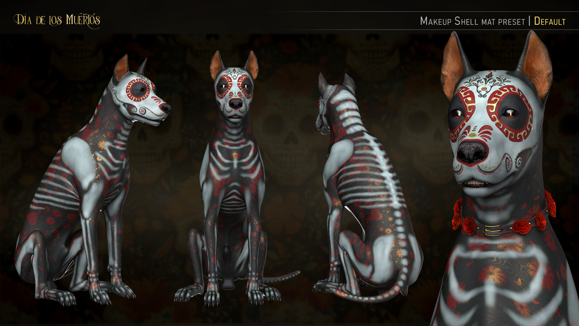 FPE Dia de los Muertos Makeup for Daz Dog 8 | Daz 3D
