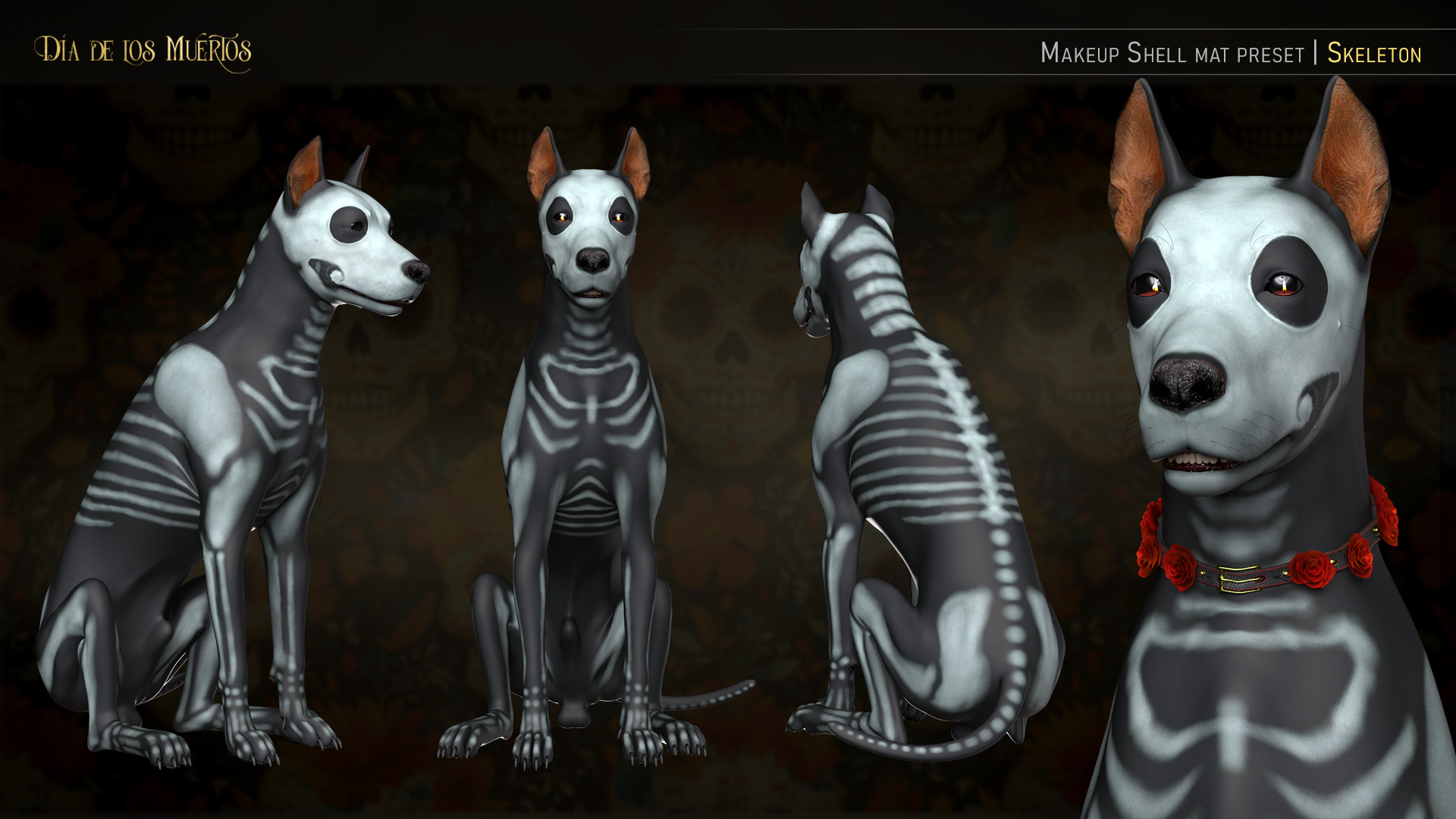 FPE Dia de los Muertos Makeup for Daz Dog 8 | Daz 3D