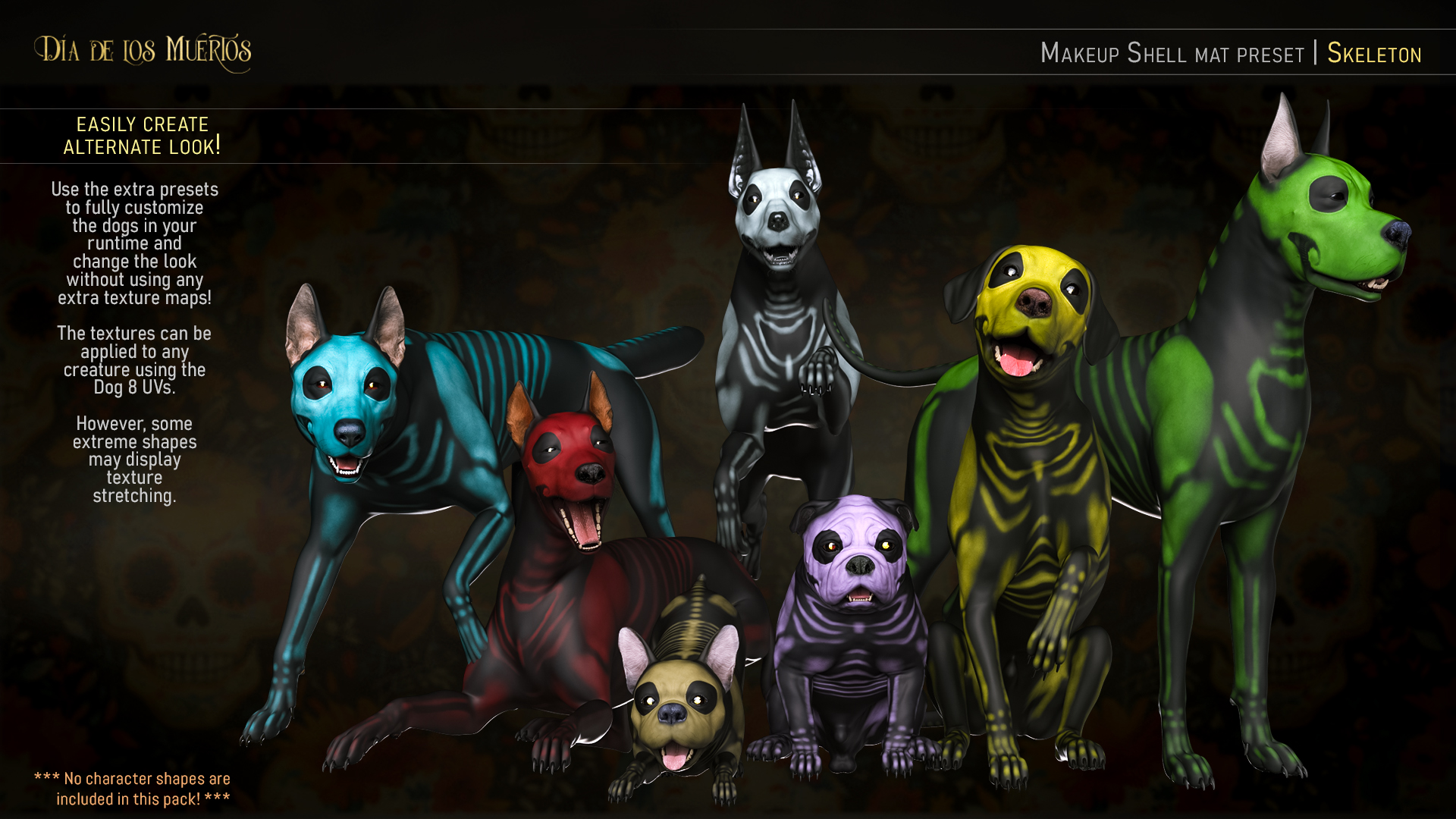 FPE Dia de los Muertos Makeup for Daz Dog 8 | Daz 3D