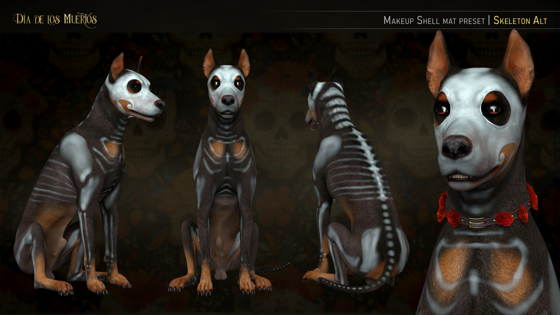 FPE Dia de los Muertos Makeup for Daz Dog 8 | Daz 3D