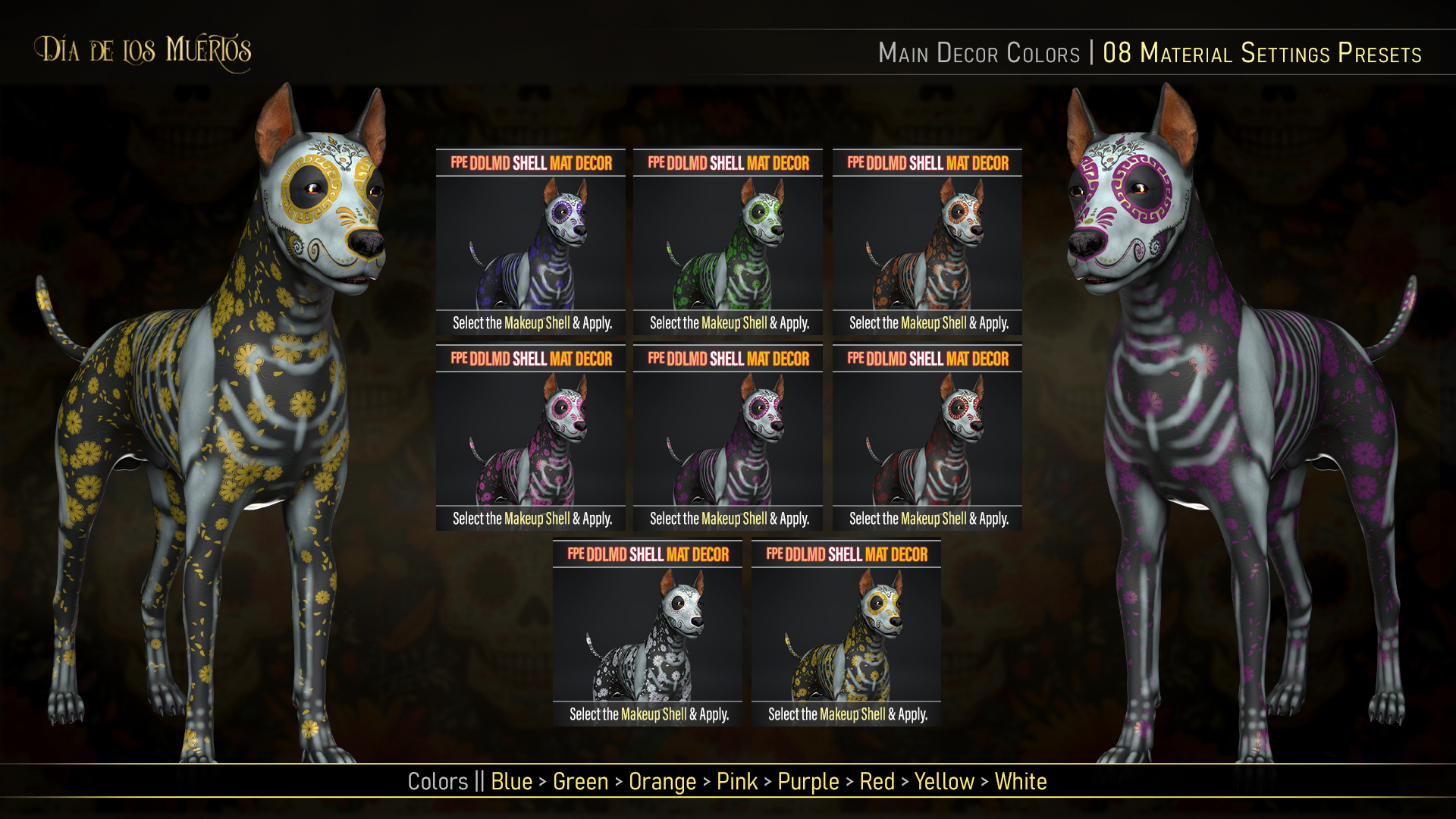 FPE Dia de los Muertos Makeup for Daz Dog 8 | Daz 3D