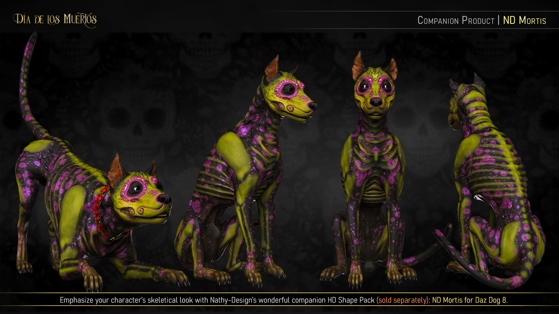 FPE Dia de los Muertos Makeup for Daz Dog 8 | Daz 3D