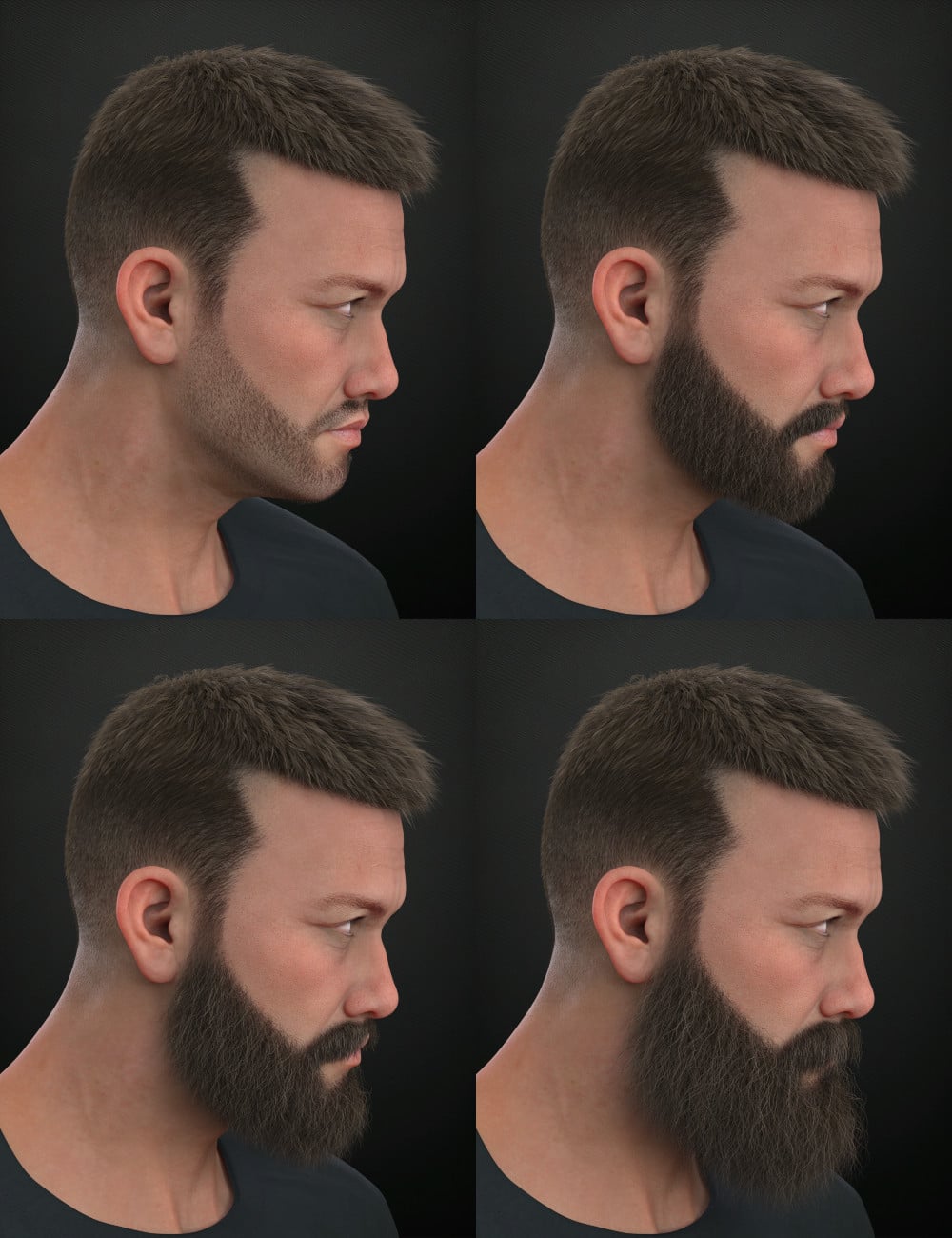 Short Fade Hair and Rugged Beard for Genesis 9 | Daz 3D