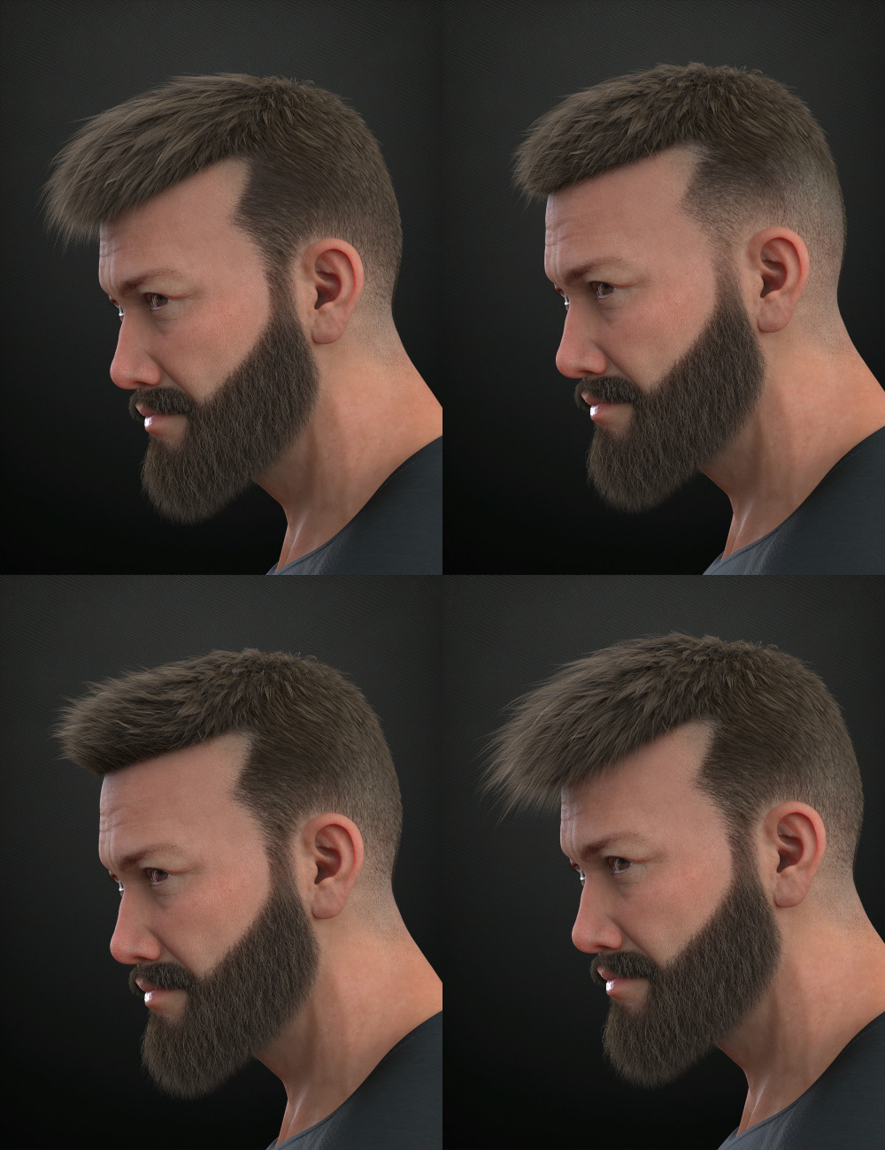 Short Fade Hair and Rugged Beard for Genesis 9 | Daz 3D