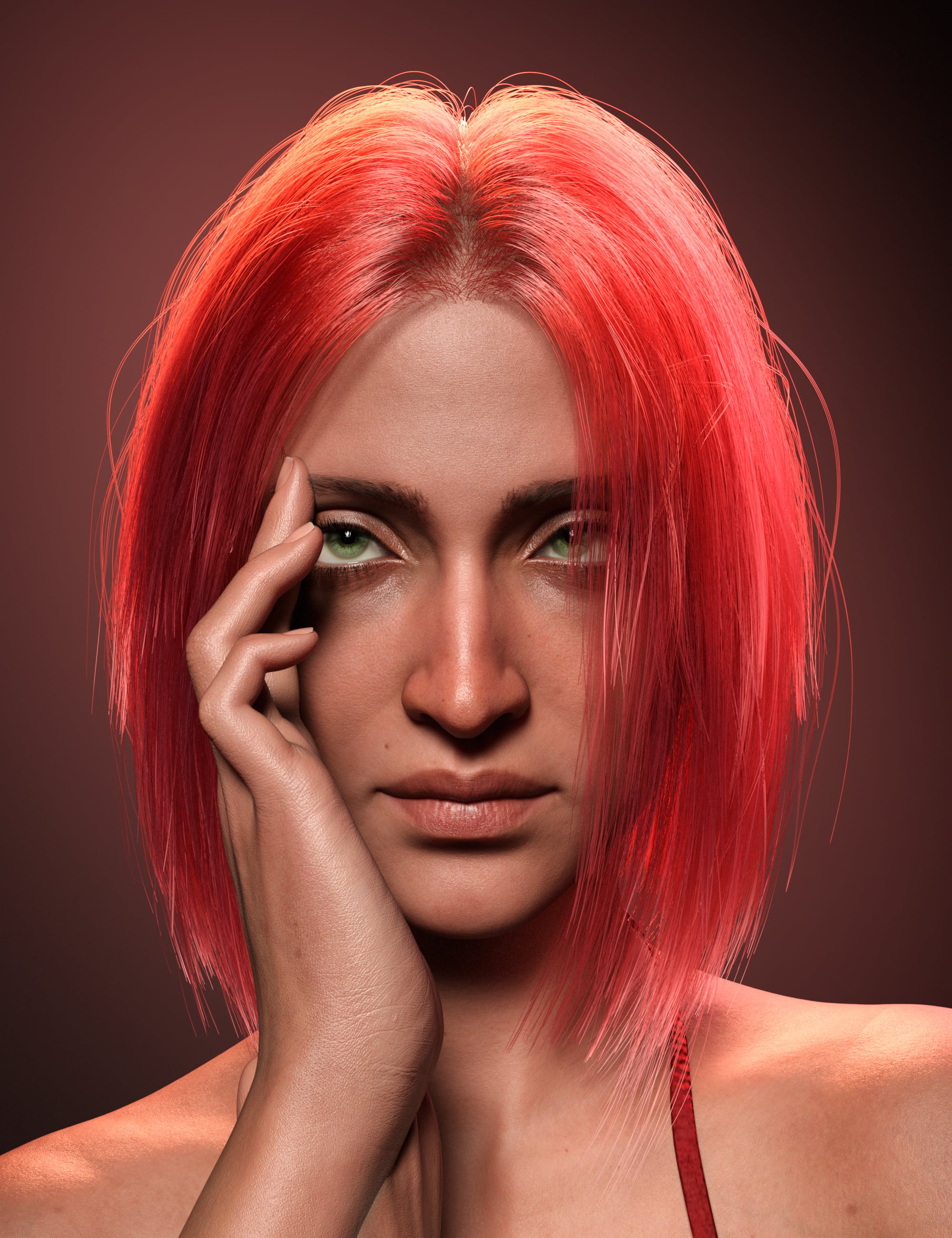 dForce FE Strand-Based Straight Bob Hair for Genesis 9 | Daz 3D