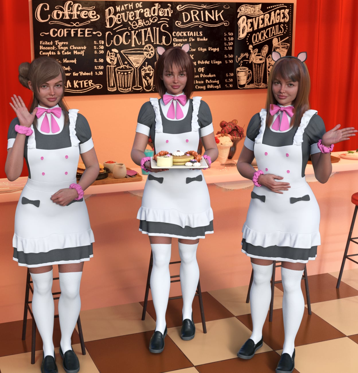 FG Maid Cafe Bundle | Daz 3D