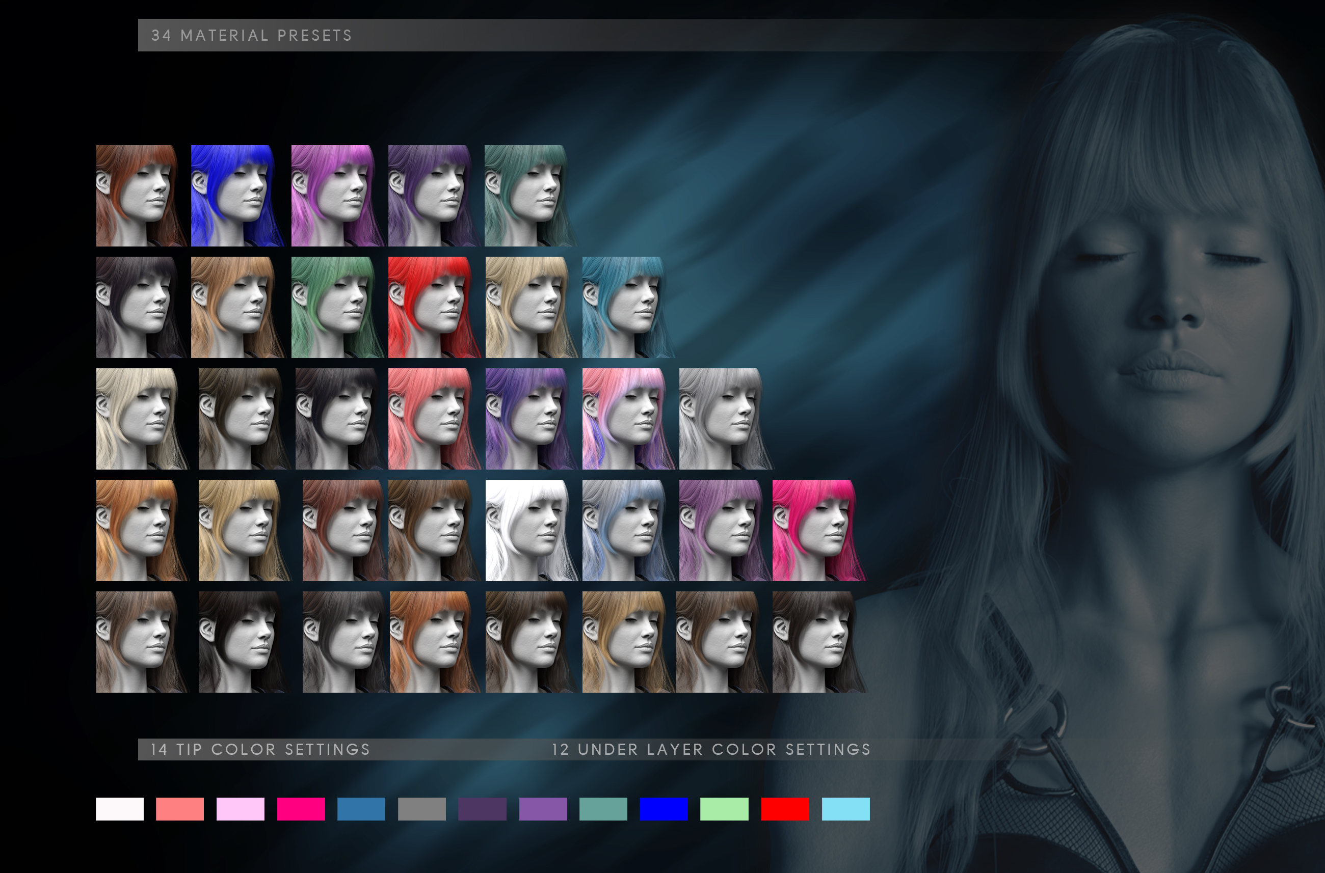 dForce Faustian Fringe Hair for Genesis 9 | Daz 3D