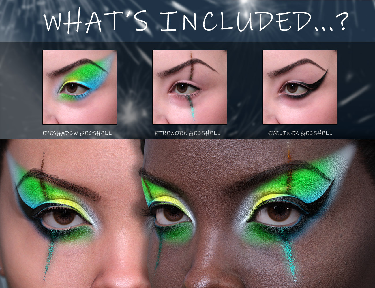 Firework Themed Eyeshadow Builder for Genesis 9 | Daz 3D