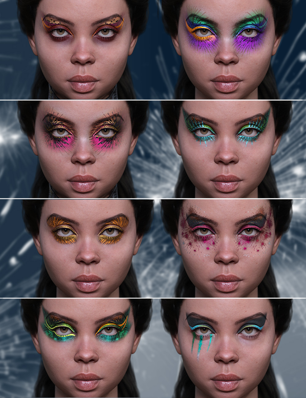 Firework Themed Eyeshadow Builder for Genesis 9 | Daz 3D