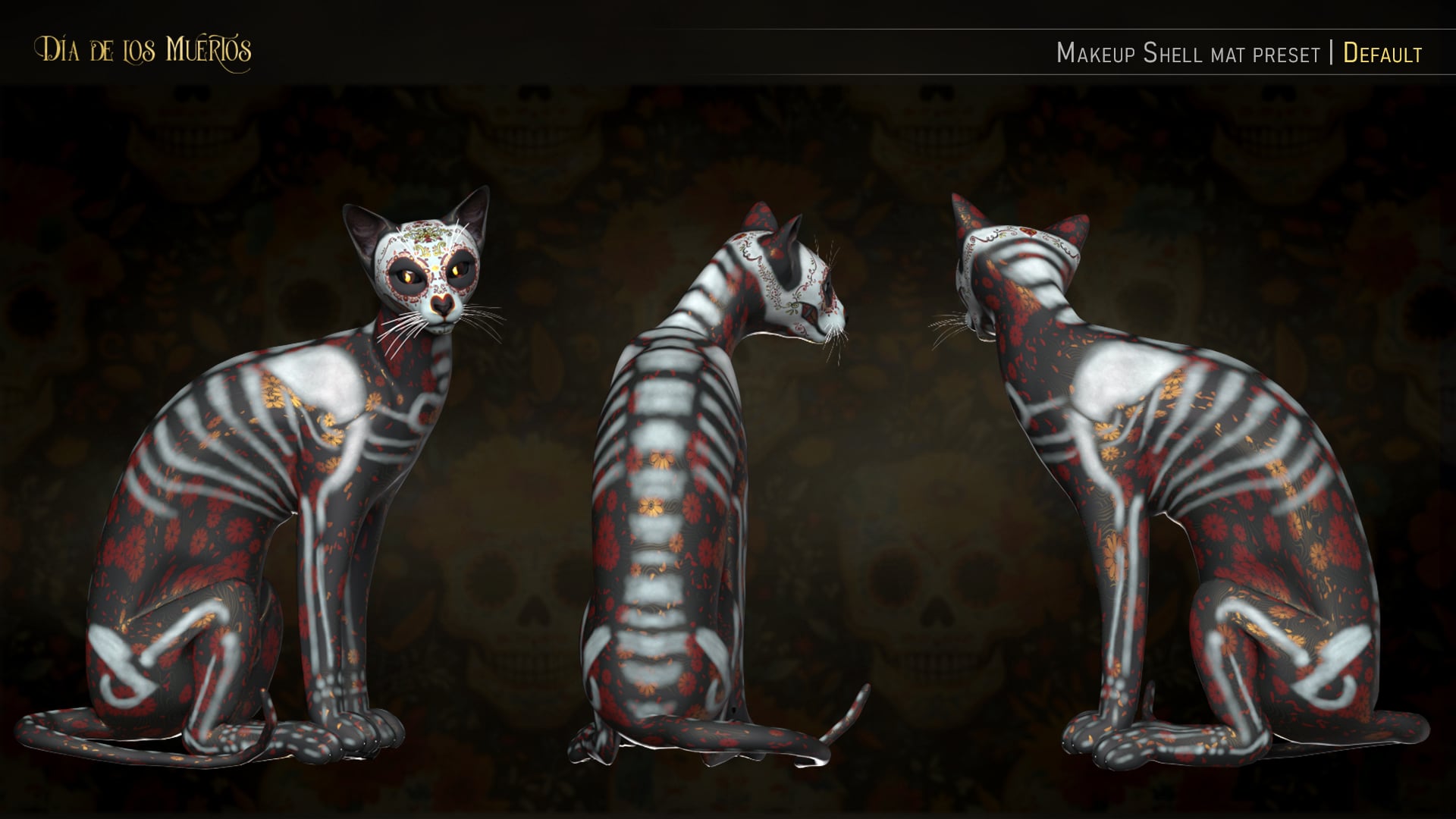 FPE Dia de los Muertos Makeup for Daz House Cat | Daz 3D