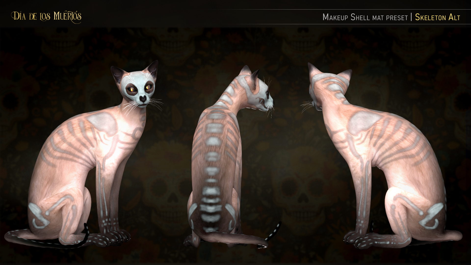 FPE Dia de los Muertos Makeup for Daz House Cat | Daz 3D