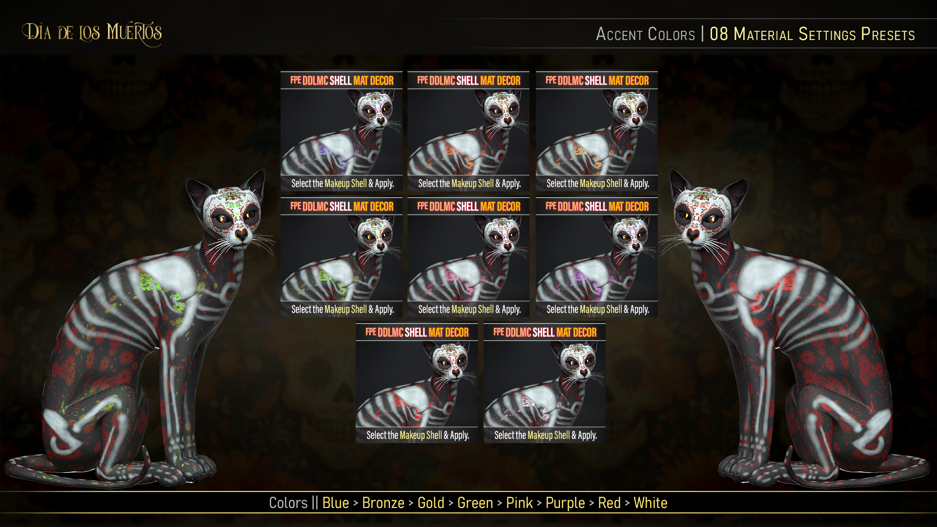 FPE Dia de los Muertos Makeup for Daz House Cat | Daz 3D