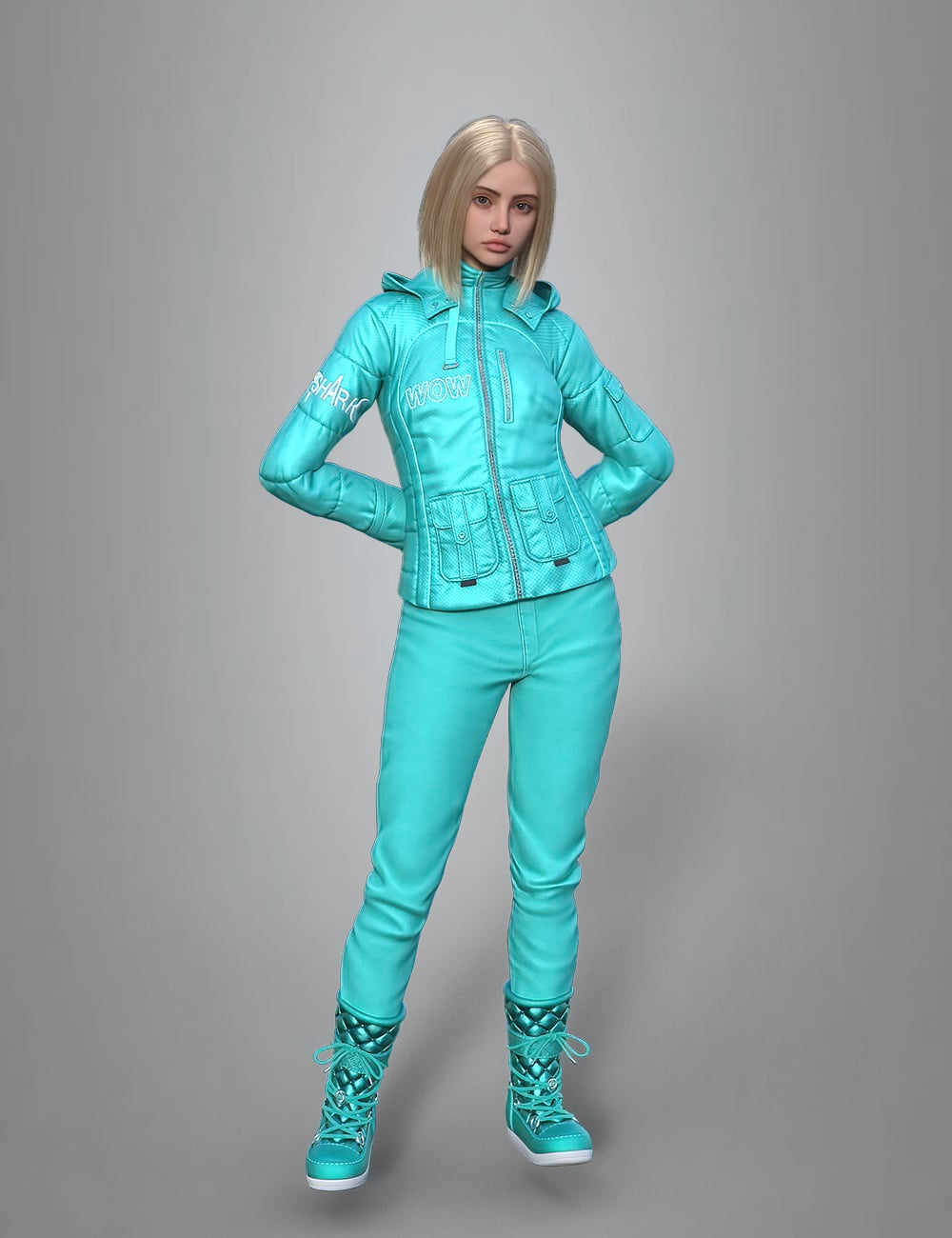 Winter Down Coat Outfit for Genesis 9 | Daz 3D
