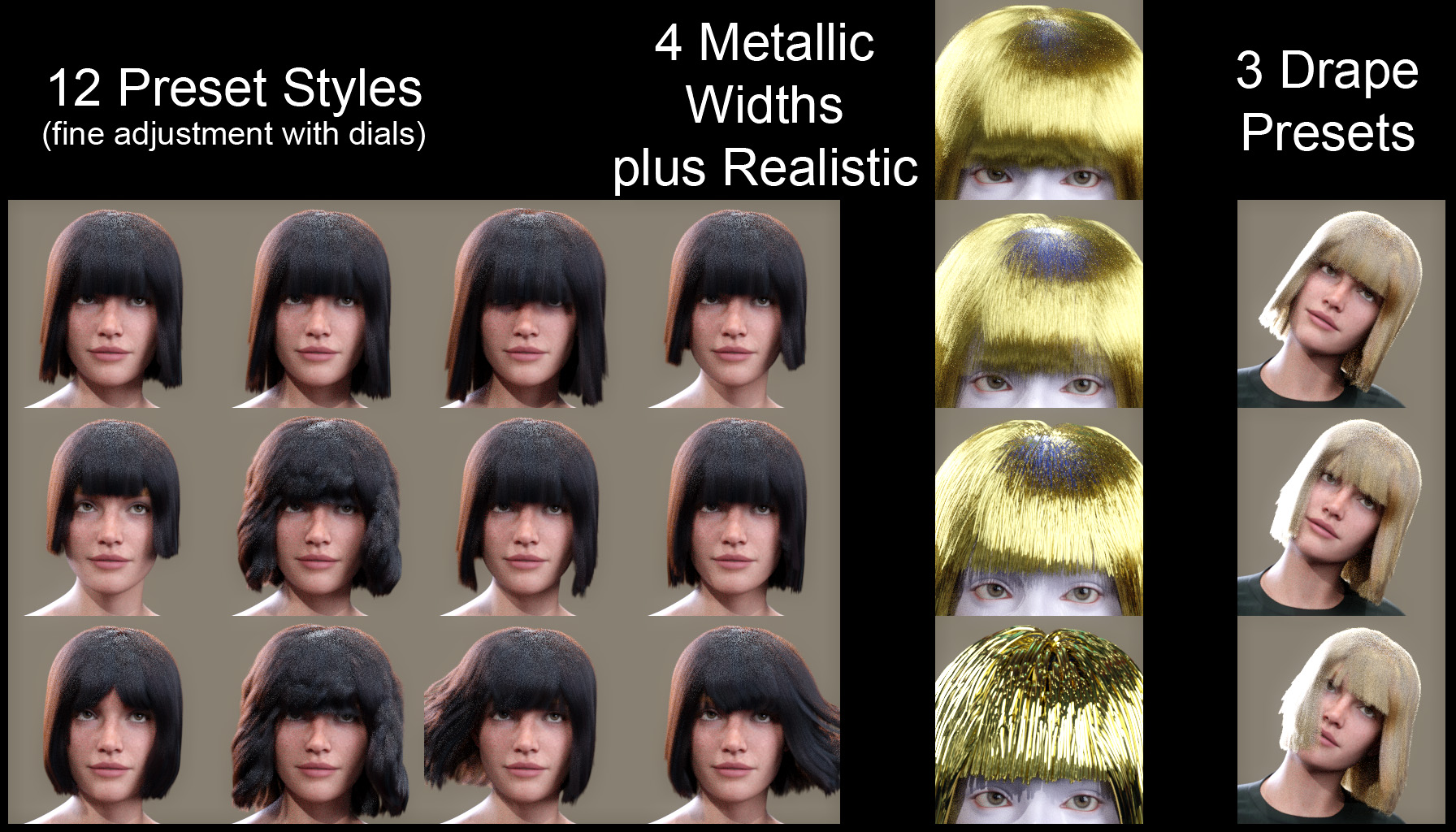 dForce Android Hair for Genesis 9 | Daz 3D