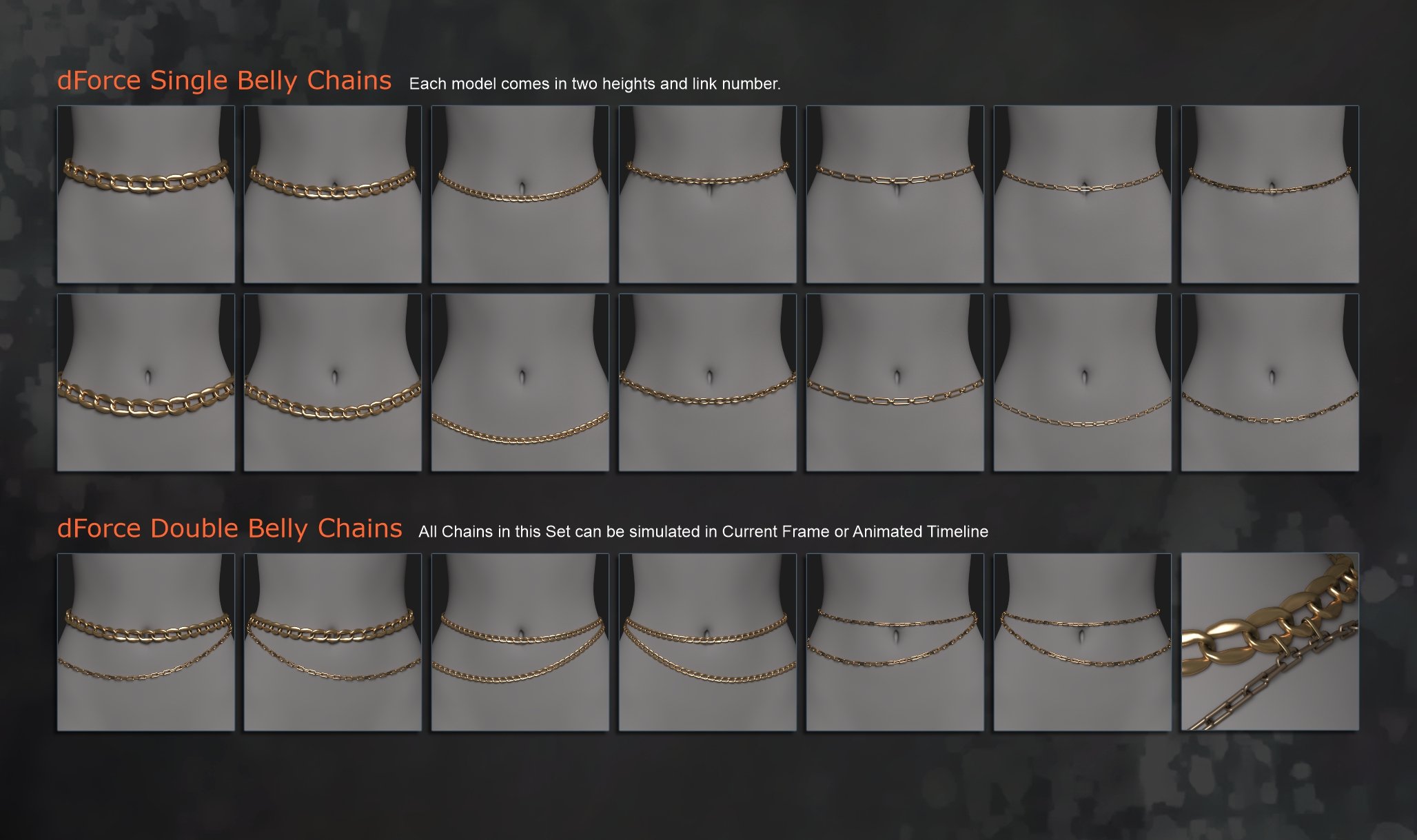 FK dForce Luxe Chain Belts Volume 1 | Daz 3D