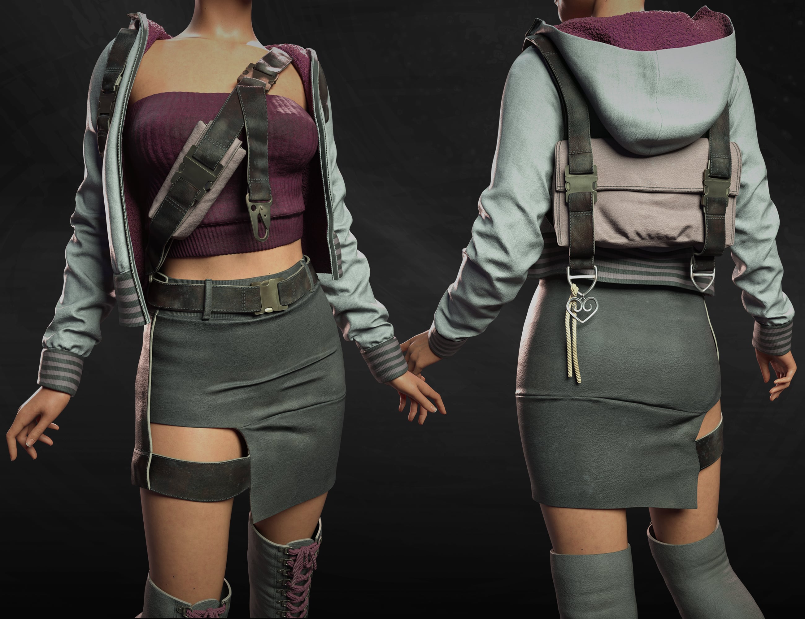 Techwear Girl HD Outfit | Daz 3D