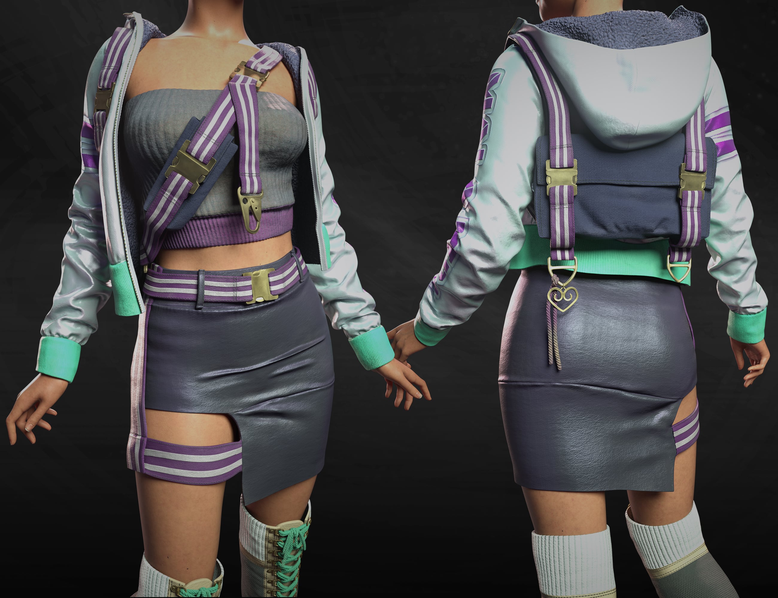 Techwear Girl HD Outfit Textures | Daz 3D