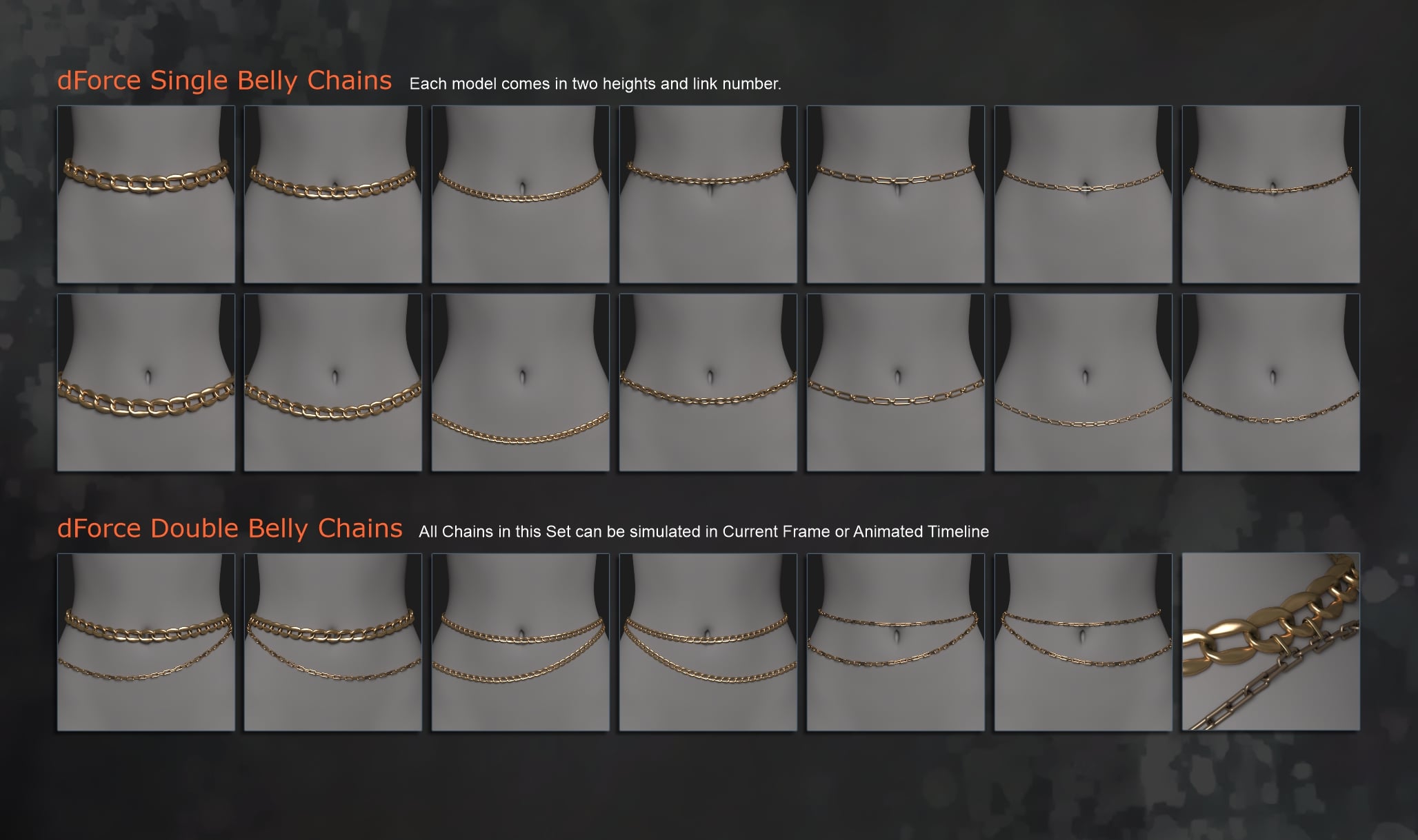 FK dForce LUXE Chain Belts for Genesis 9 BUNDLE | Daz 3D