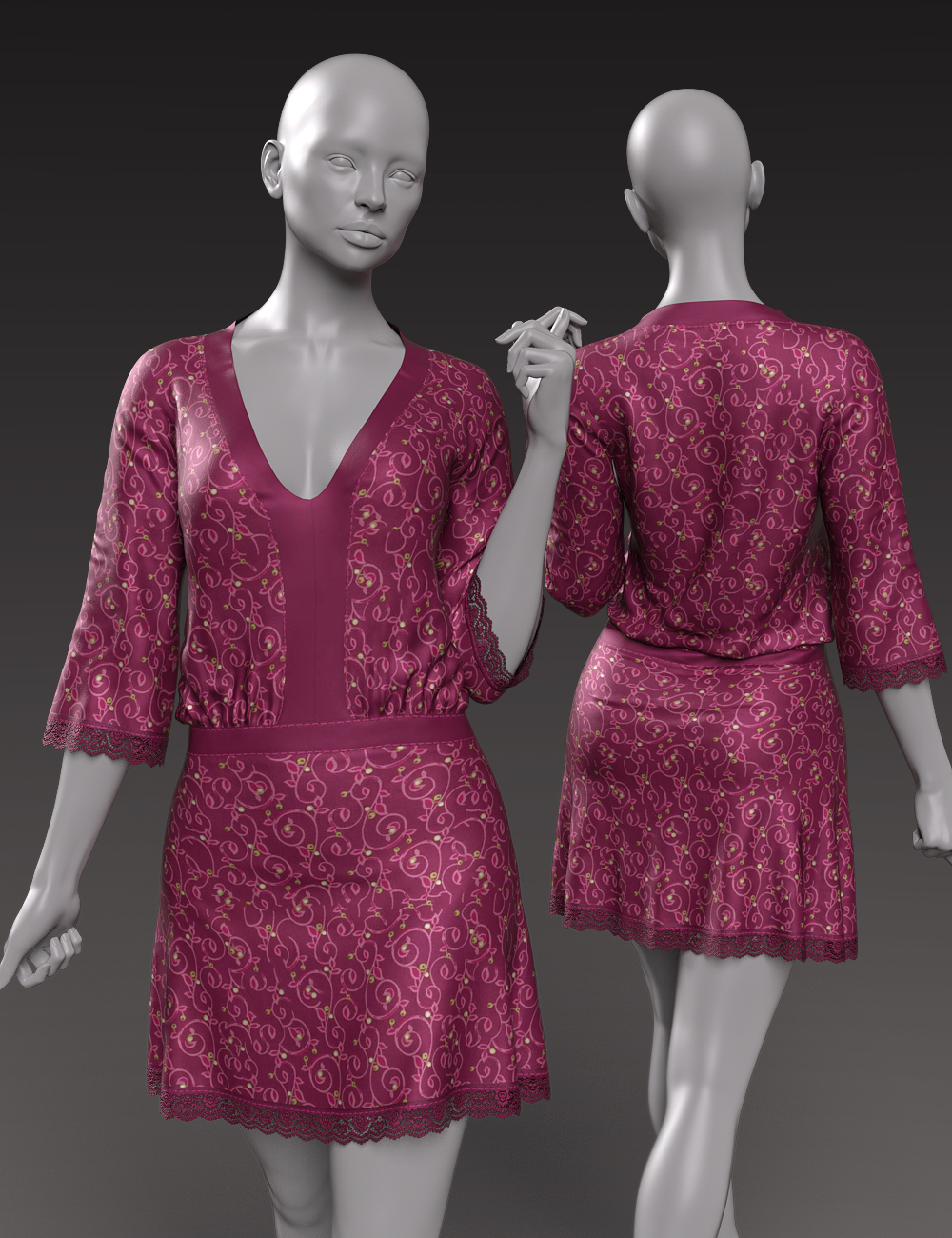 VERSUS - dForce Tunic Dress for Genesis 9 and 8 Female Texture Add-On ⋆ ...