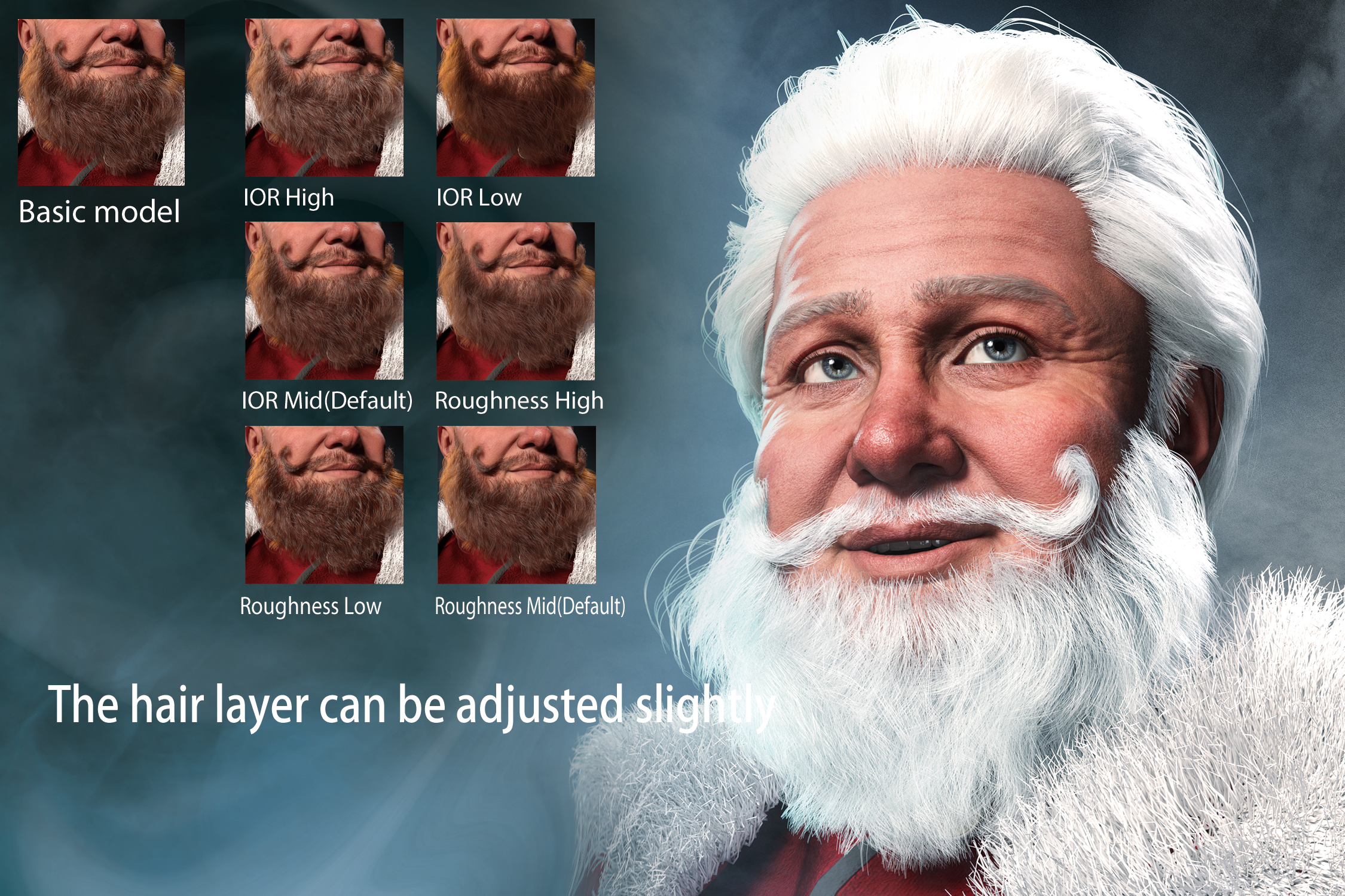 dForce FE Strand-Based Christmas Beard for Genesis 9 | Daz 3D